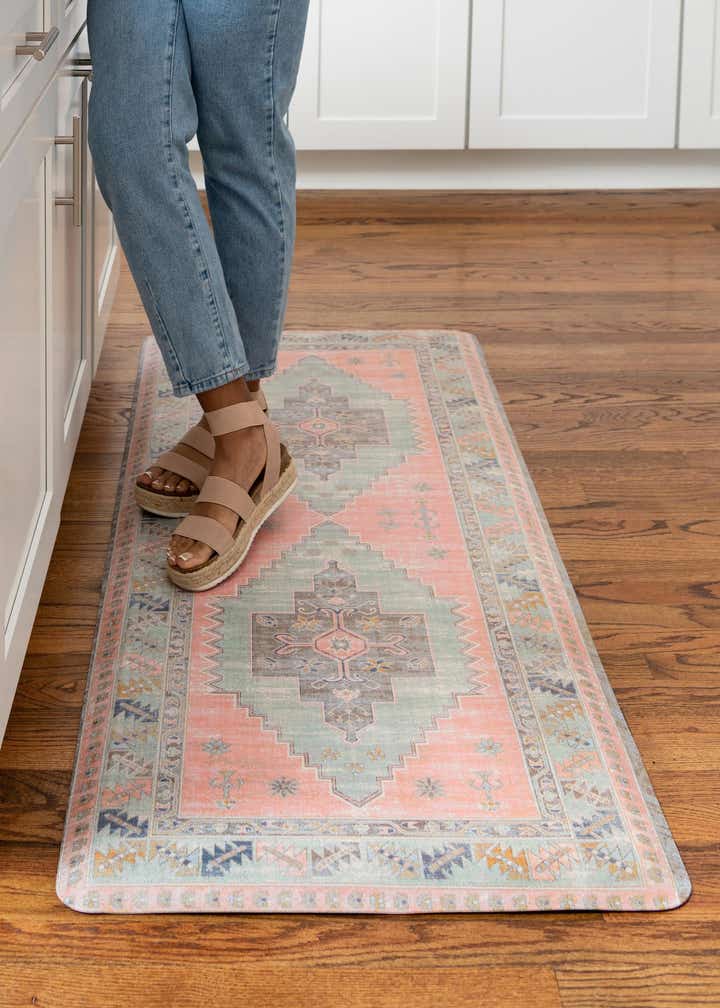 Rose Pink 2' x 5' Traditional Anti-Fatigue Comfort Mat | Rugs.com