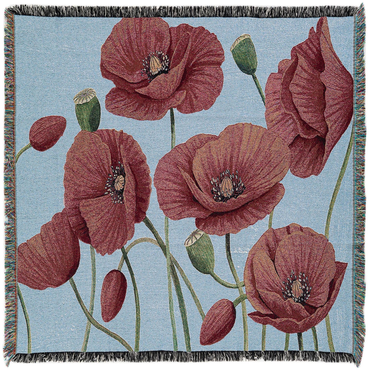 Red 4' 6 x 6' 0 Poppy Topple Throw Blanket | Rugs.com