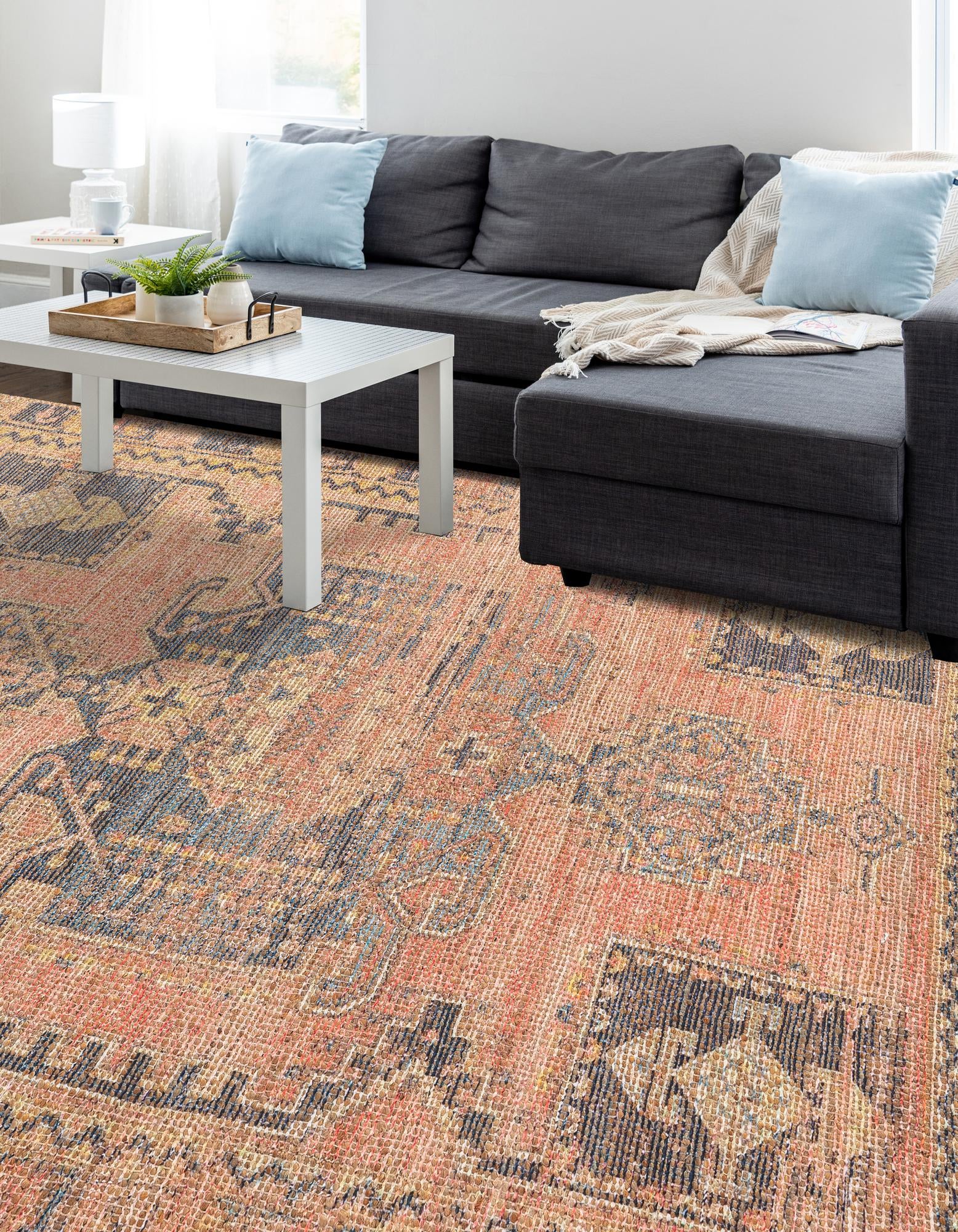 Antique Red 9' x 12' Hand Woven Chenille Jute Rug | Rugs.com