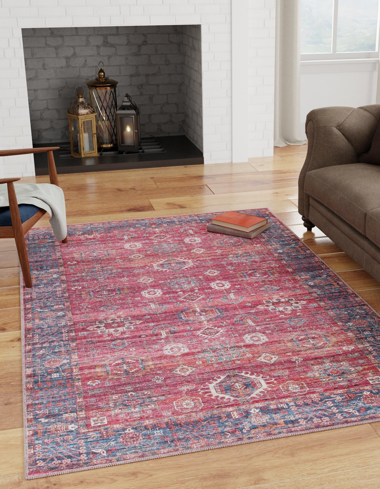 Antique Red 7' 10 x 10' Washable Maahru Rug | Rugs.com