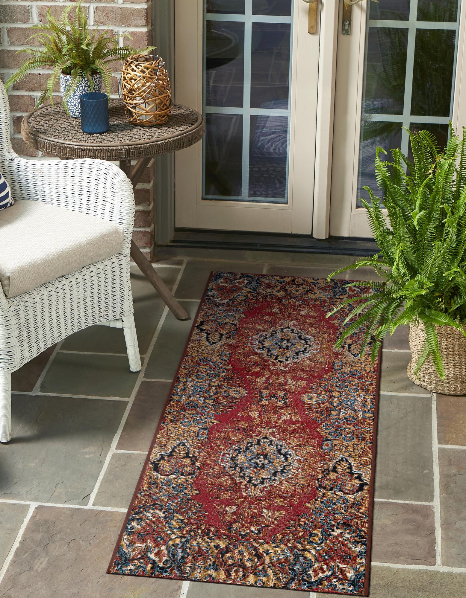Antique Red 2' x 8' Traditional Indoor / Outdoor Runner Rug | Rugs.com