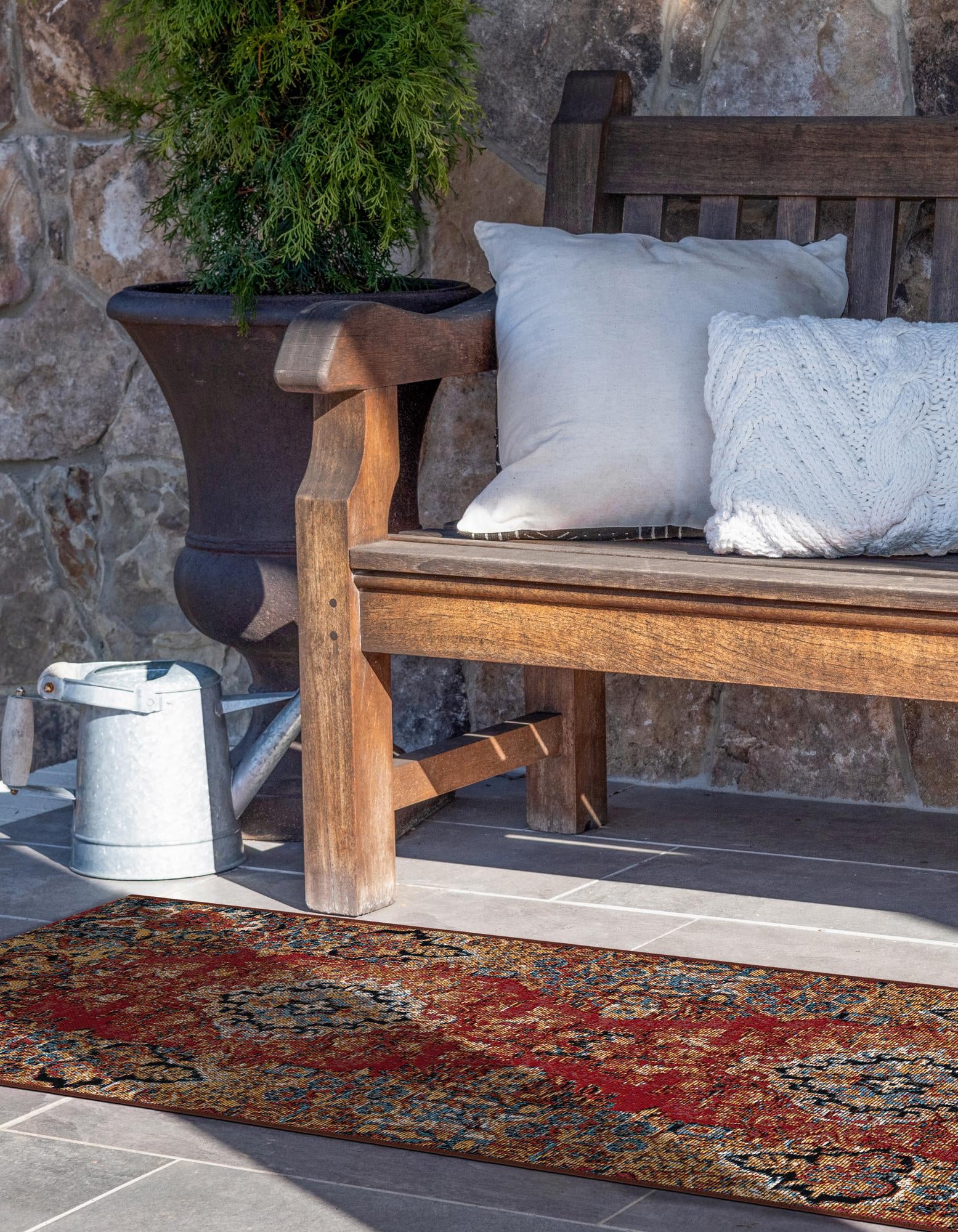 Antique Red 2' x 5' Traditional Indoor / Outdoor Runner Rug | Rugs.com