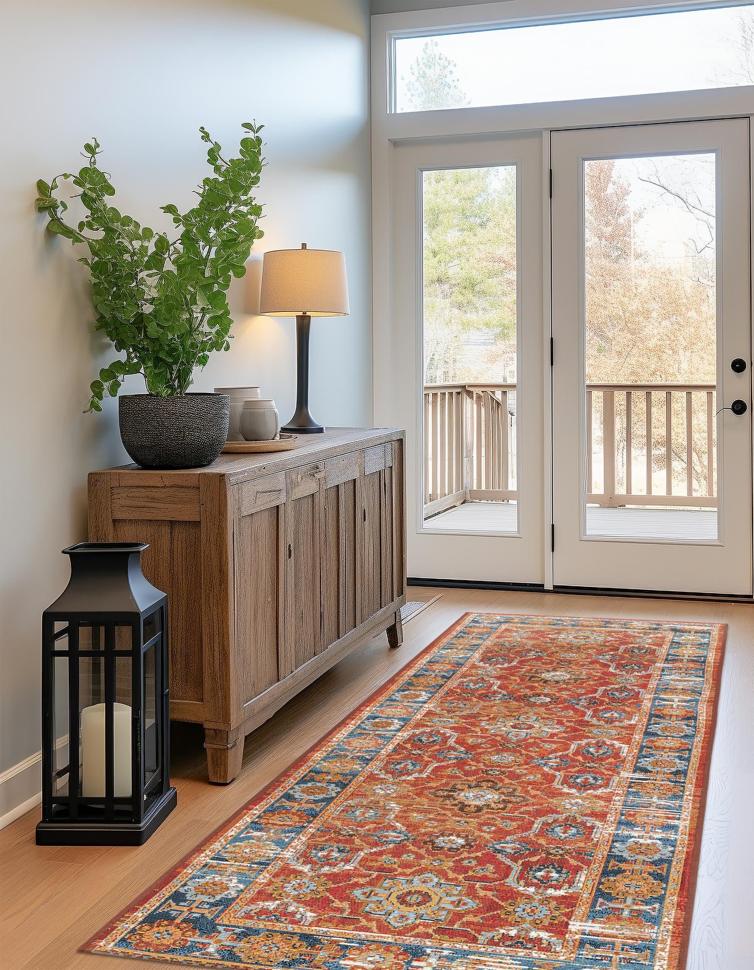 Antique Red 2' x 5' Traditional Indoor / Outdoor Runner Rug | Rugs.com