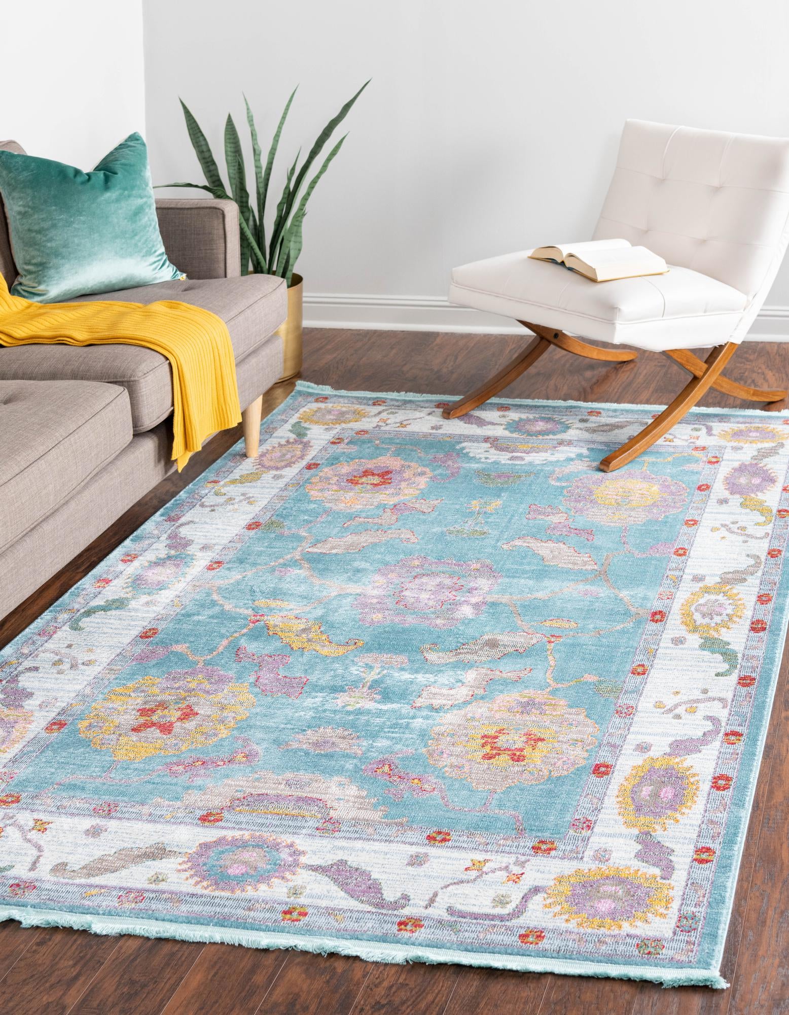 Aqua and Blue 5' 5 x 8' Paragon Rug | Rugs.com