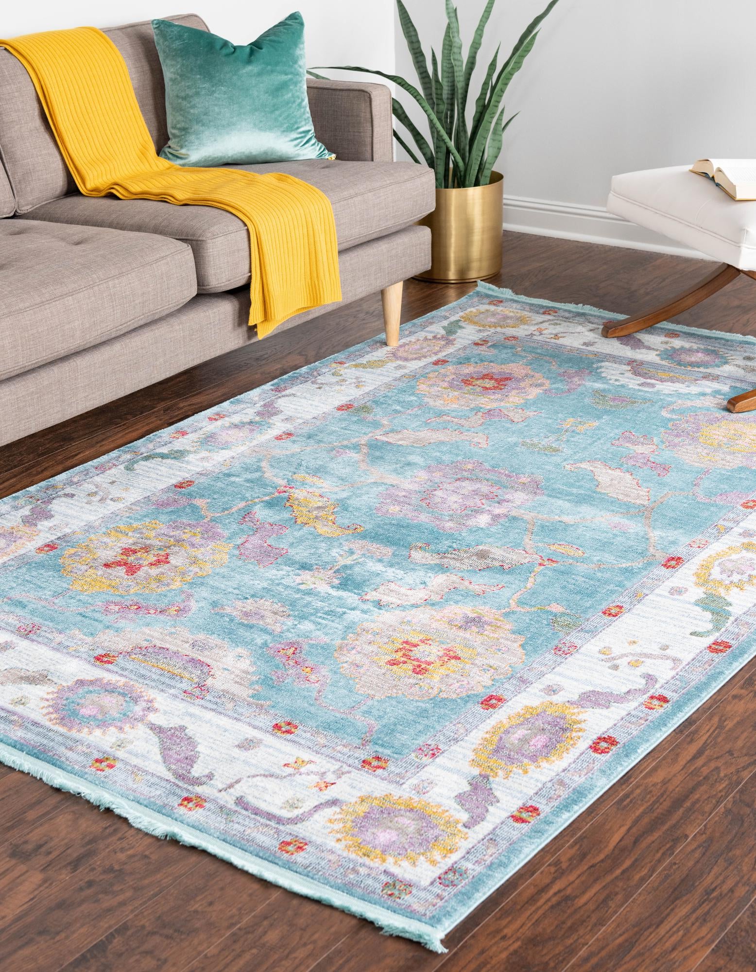 Aqua and Blue 5' 5 x 8' Paragon Rug | Rugs.com