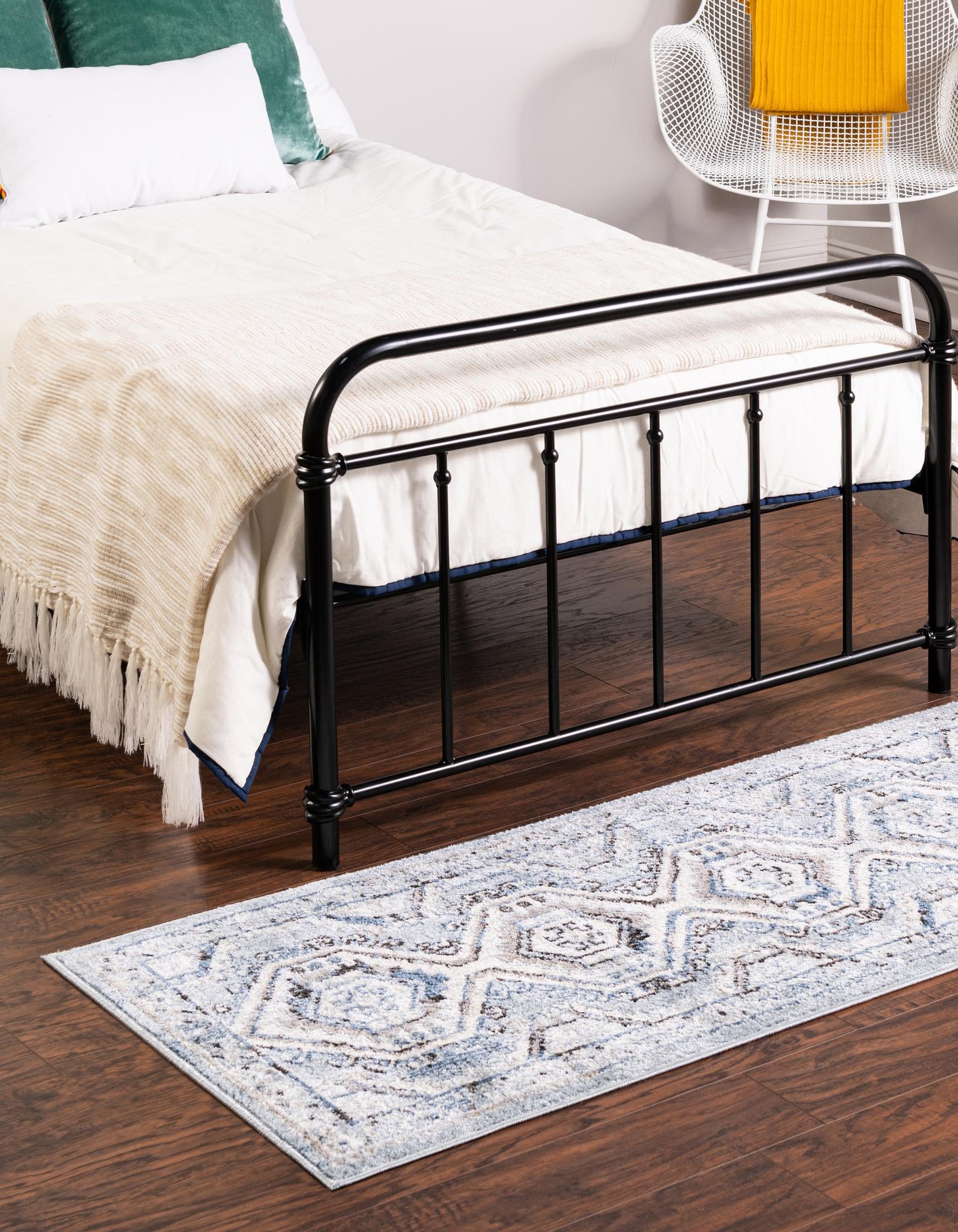 Aqua Blue 3' x 16' Charlotte Runner Rug | Rugs.com