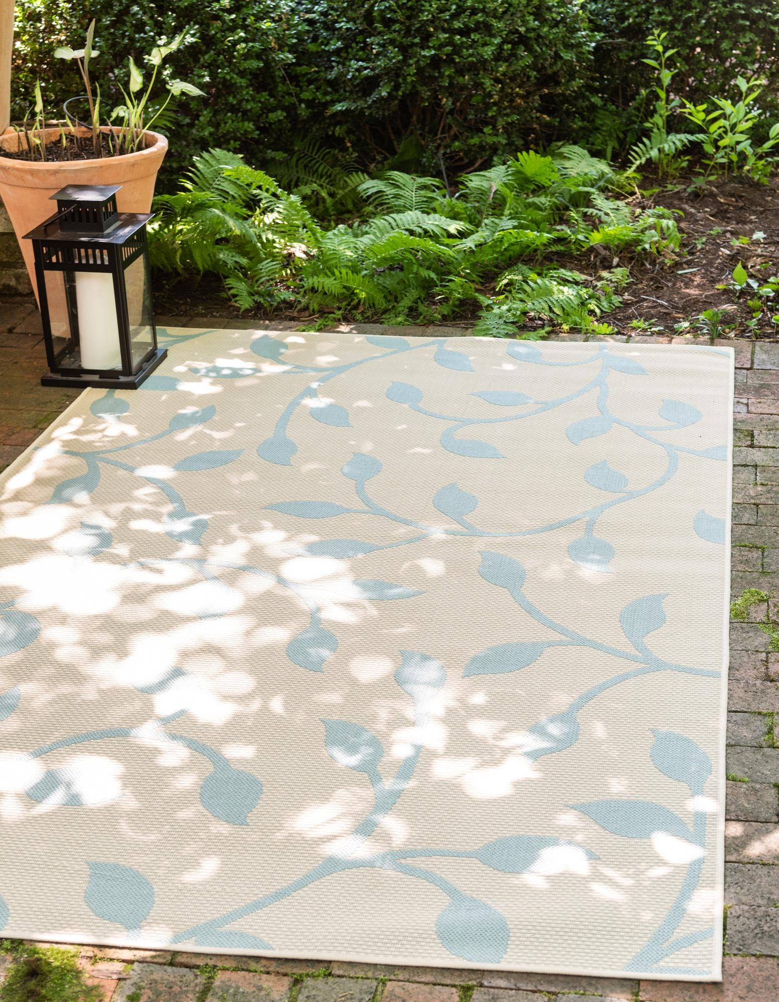 Green 9' x 12' Botanical Indoor / Outdoor Rug | Rugs.com