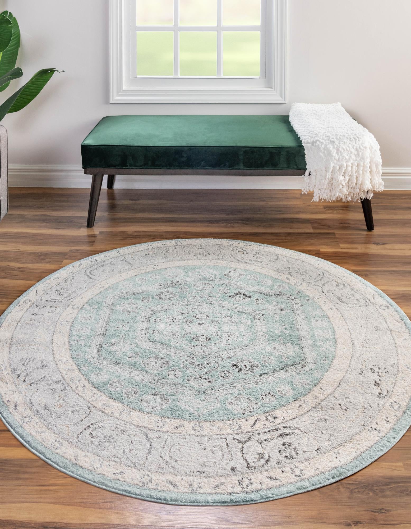Aqua 7' x 7' Aurelia Round Rug | Rugs.com