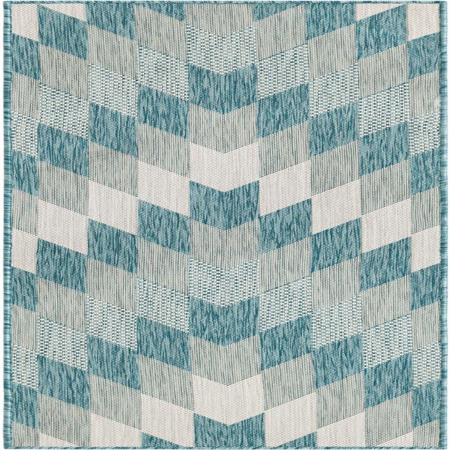 Aqua 2' x 6' Modern Indoor / Outdoor Runner Rug | Rugs.com