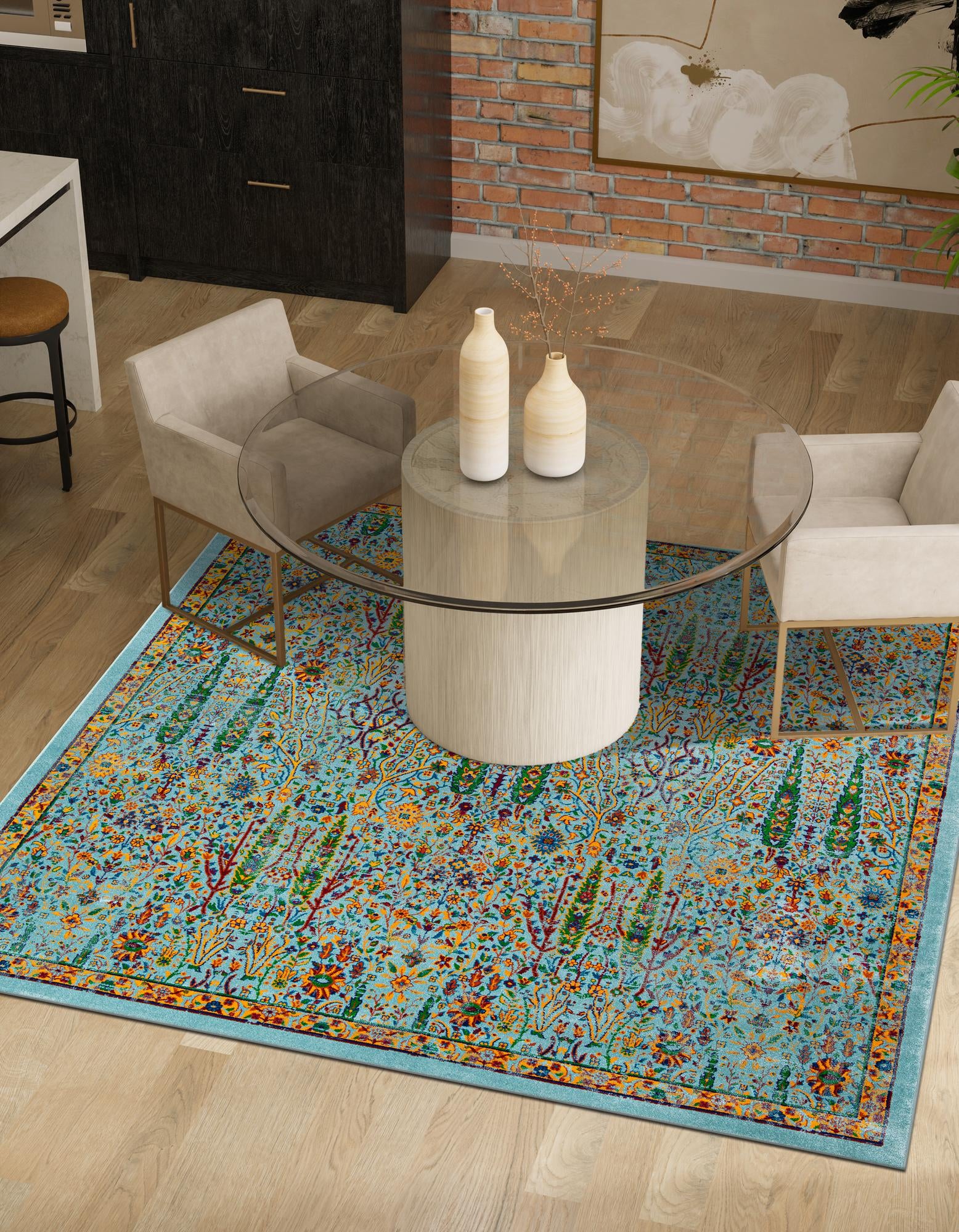 Aqua 10' x 10' Calypso Square Rug | Rugs.com