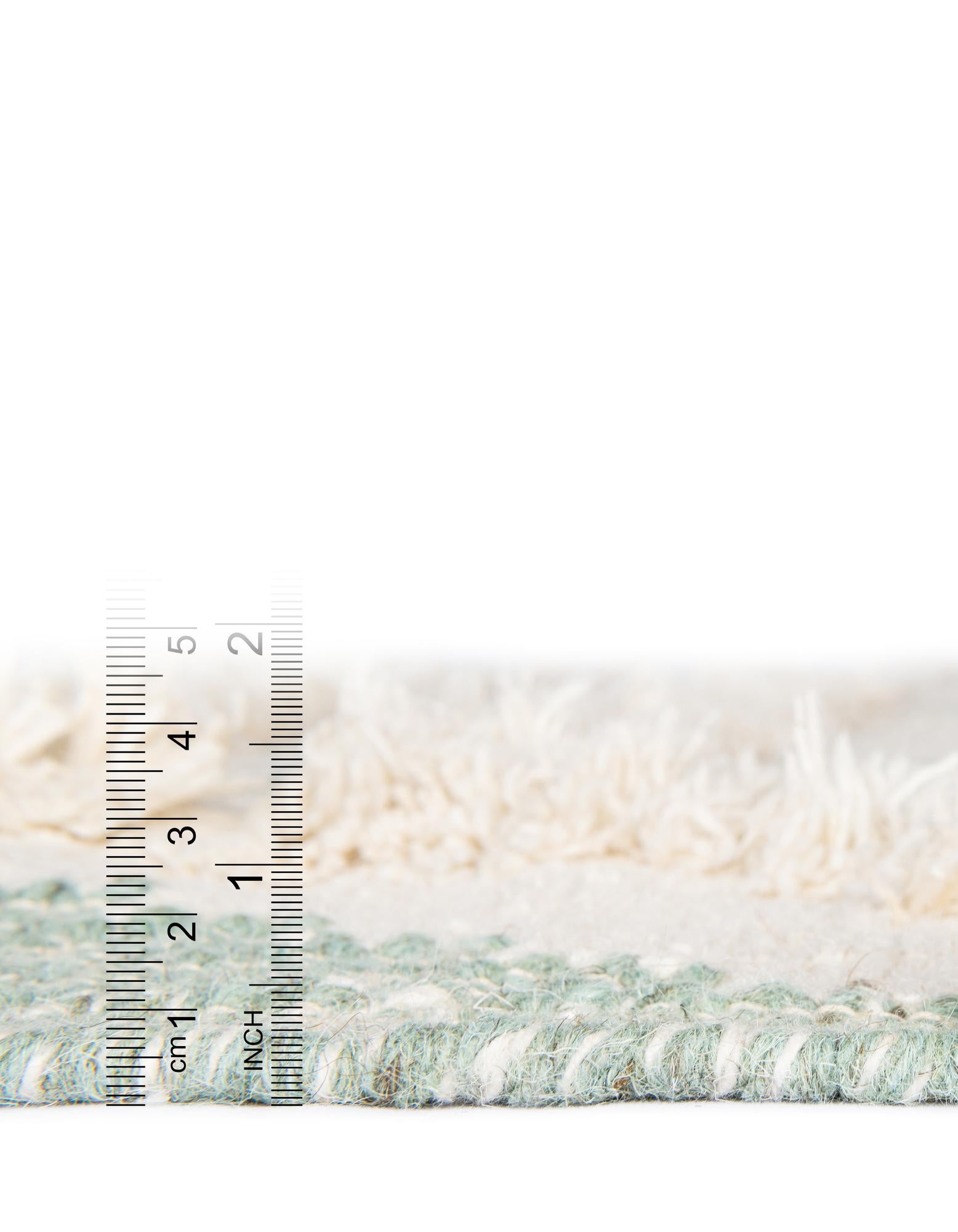 Aquamarine and White 2' 2 x 8' 2 Hand Woven Arizona Wool Runner Rug ...