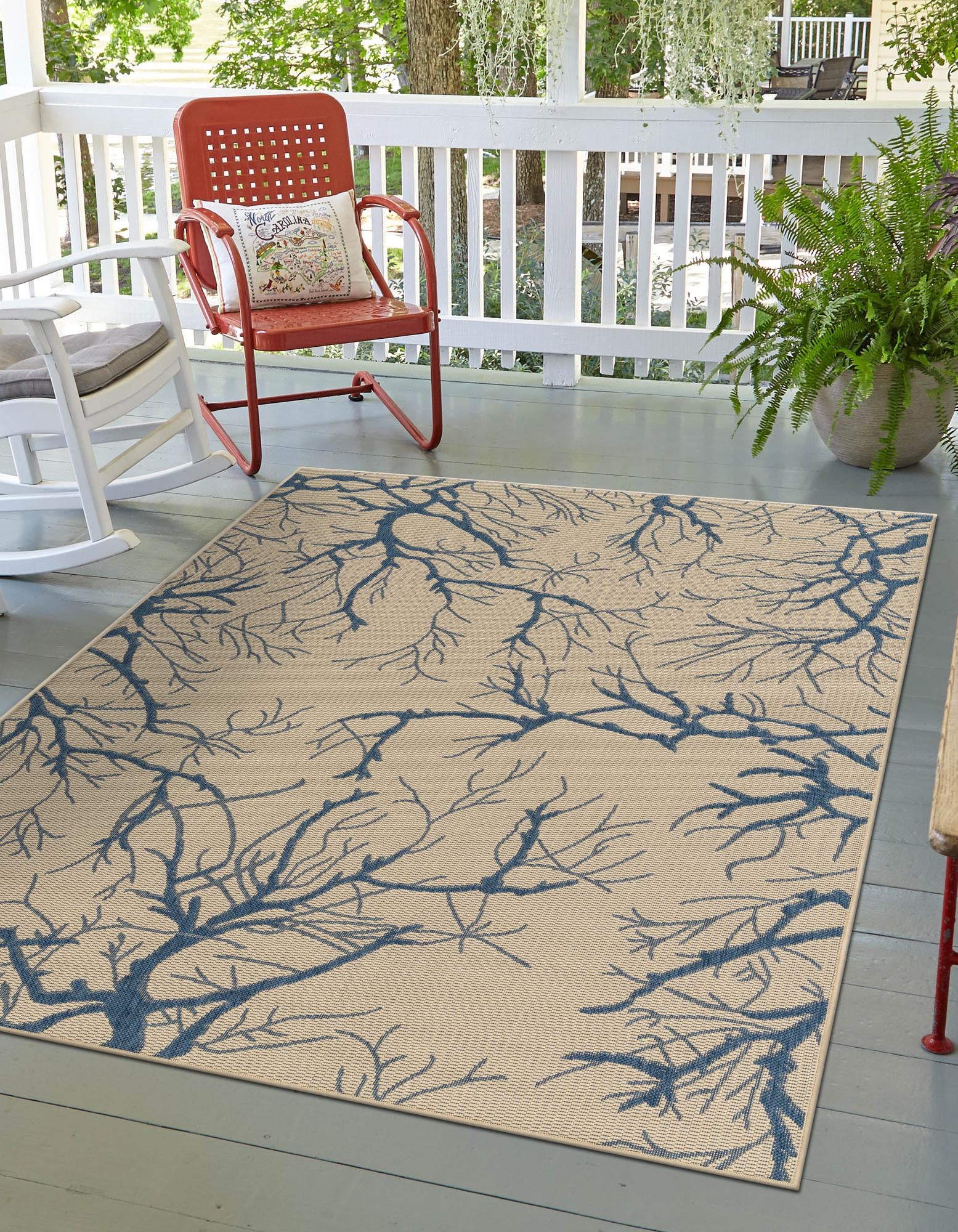 Green 9' x 12' Botanical Indoor / Outdoor Rug | Rugs.com