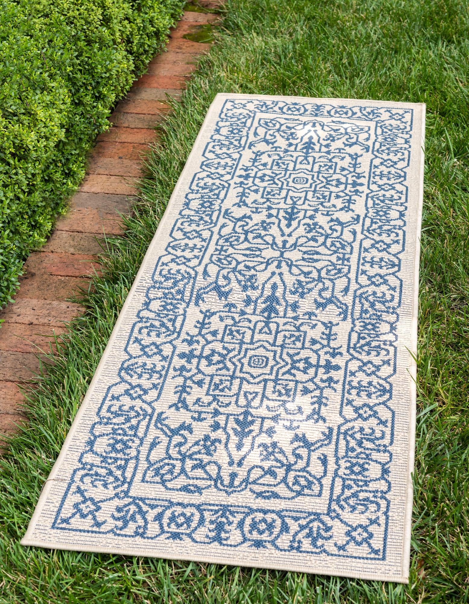 Blue 2' x 6' Solid Outdoor Runner Rug | Rugs.com