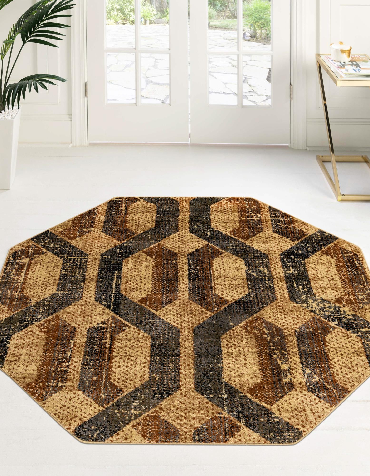 Beige Cream 8' x 8' Saturn Octagon Rug | Rugs.com