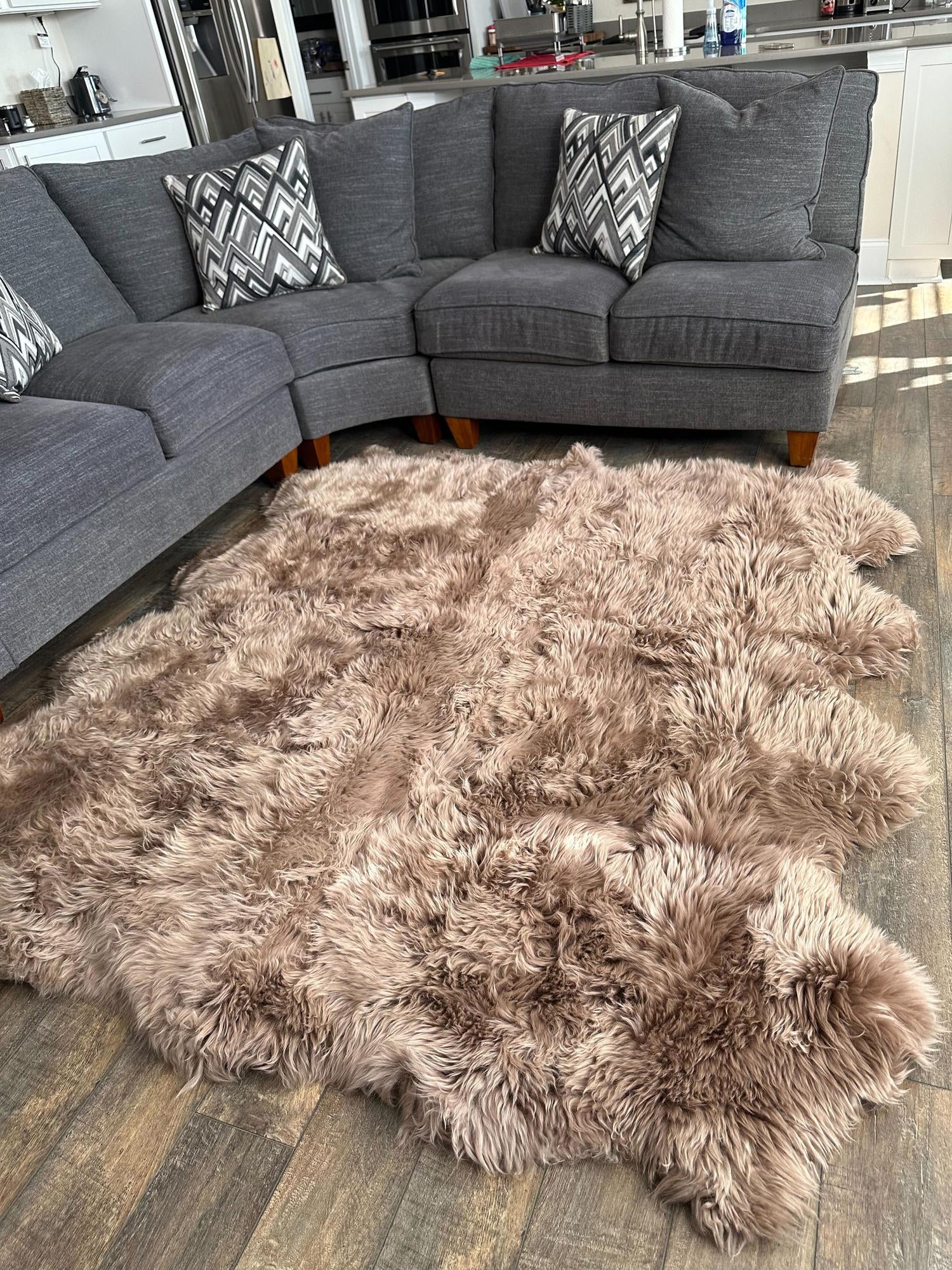 Beige 1' 10 x 3' Natural Sheepskin Freeform Rug | Rugs.com
