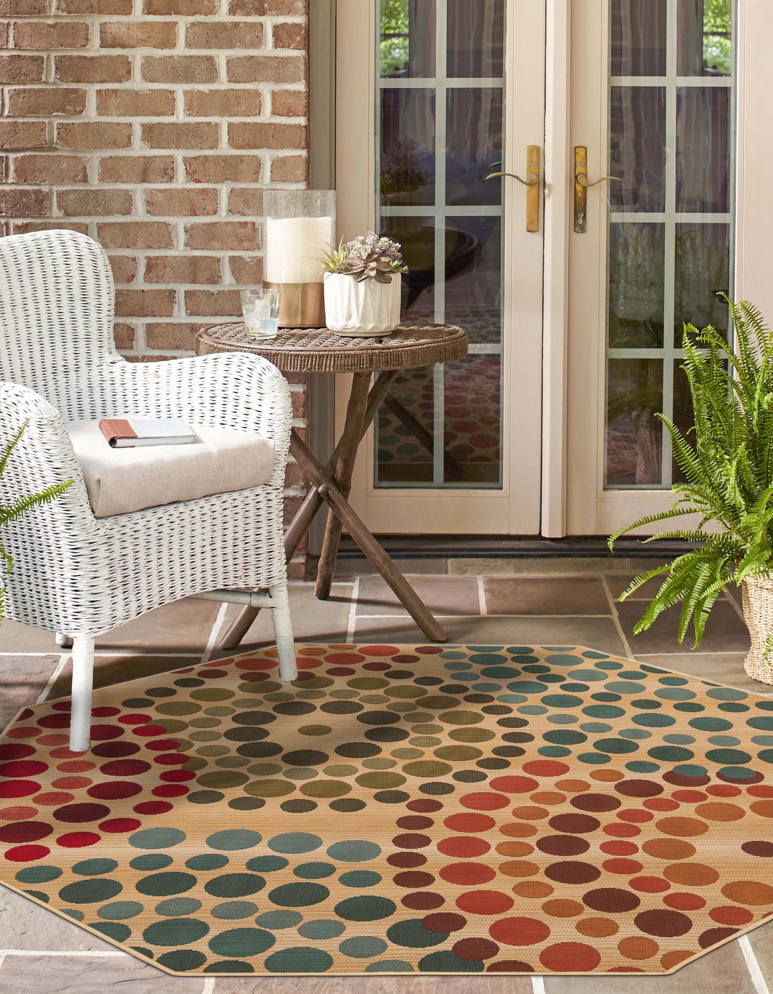 Beige 4' x 4' Modern Indoor / Outdoor Octagon Rug | Rugs.com