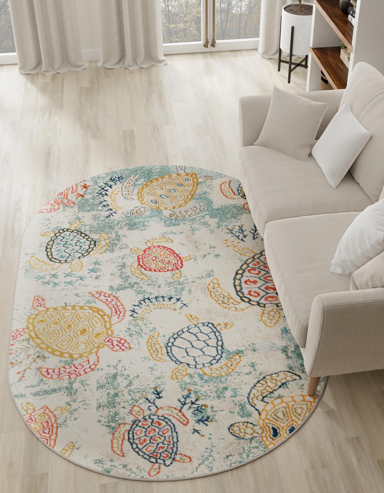 Beige 5' x 8' Amalfi Oval Rug | Rugs.com