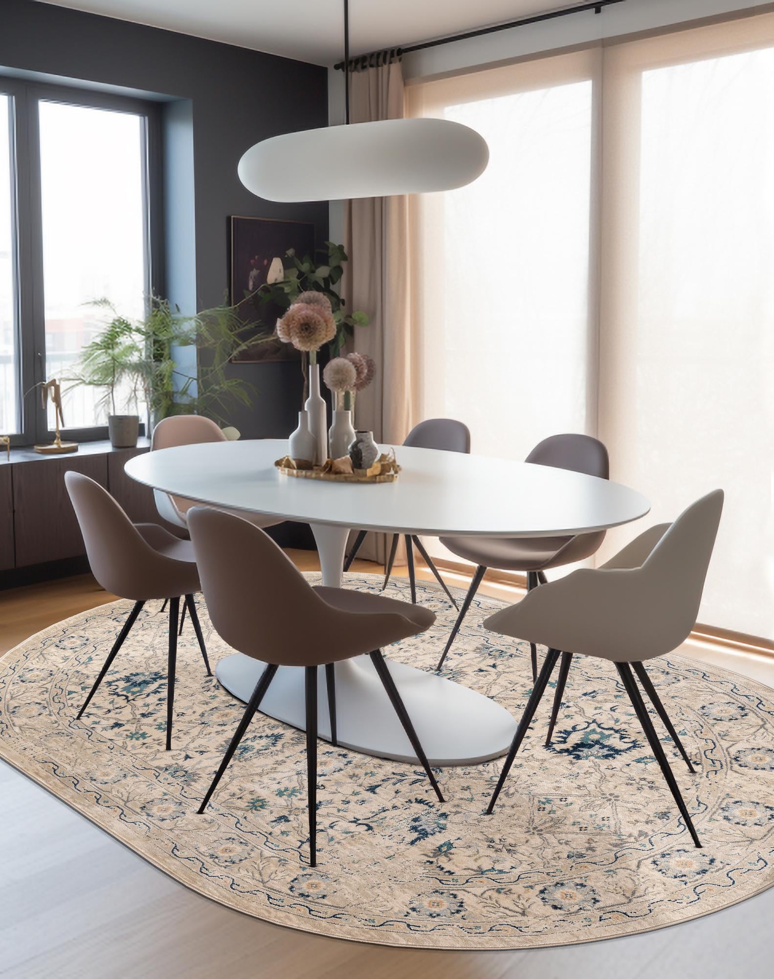 Beige 7' 10 x 10' Dahlia Oval Rug | Rugs.com