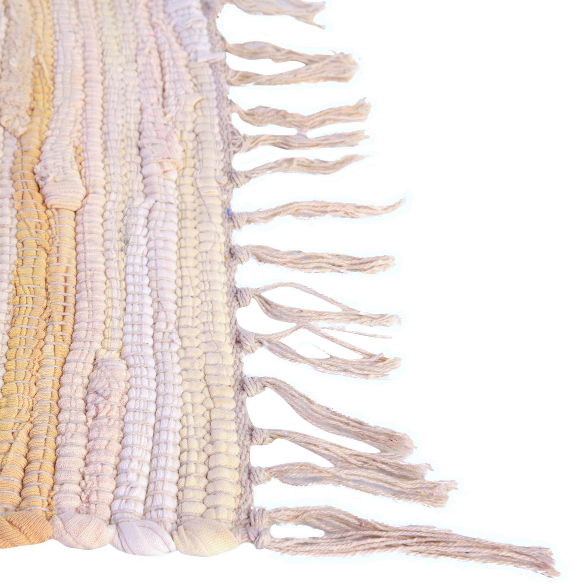 Beige 4' x 6' Hand Woven Chindi Cotton Rug | Rugs.com