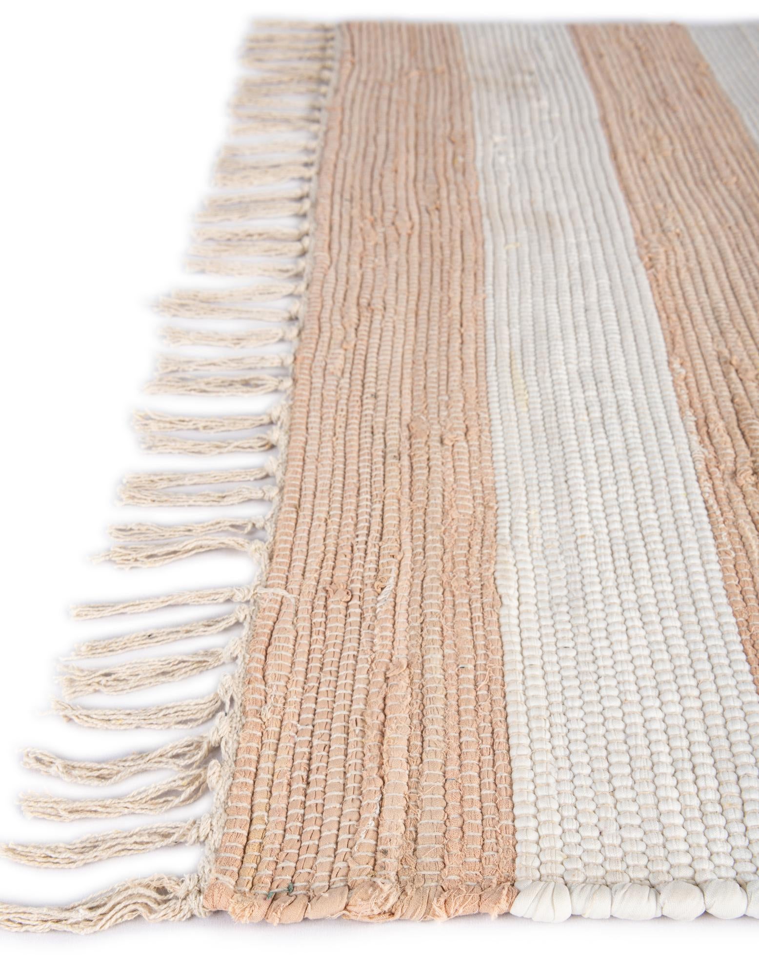 Beige 7' 1 x 10' Hand Woven Chindi Rag Rug | Rugs.com