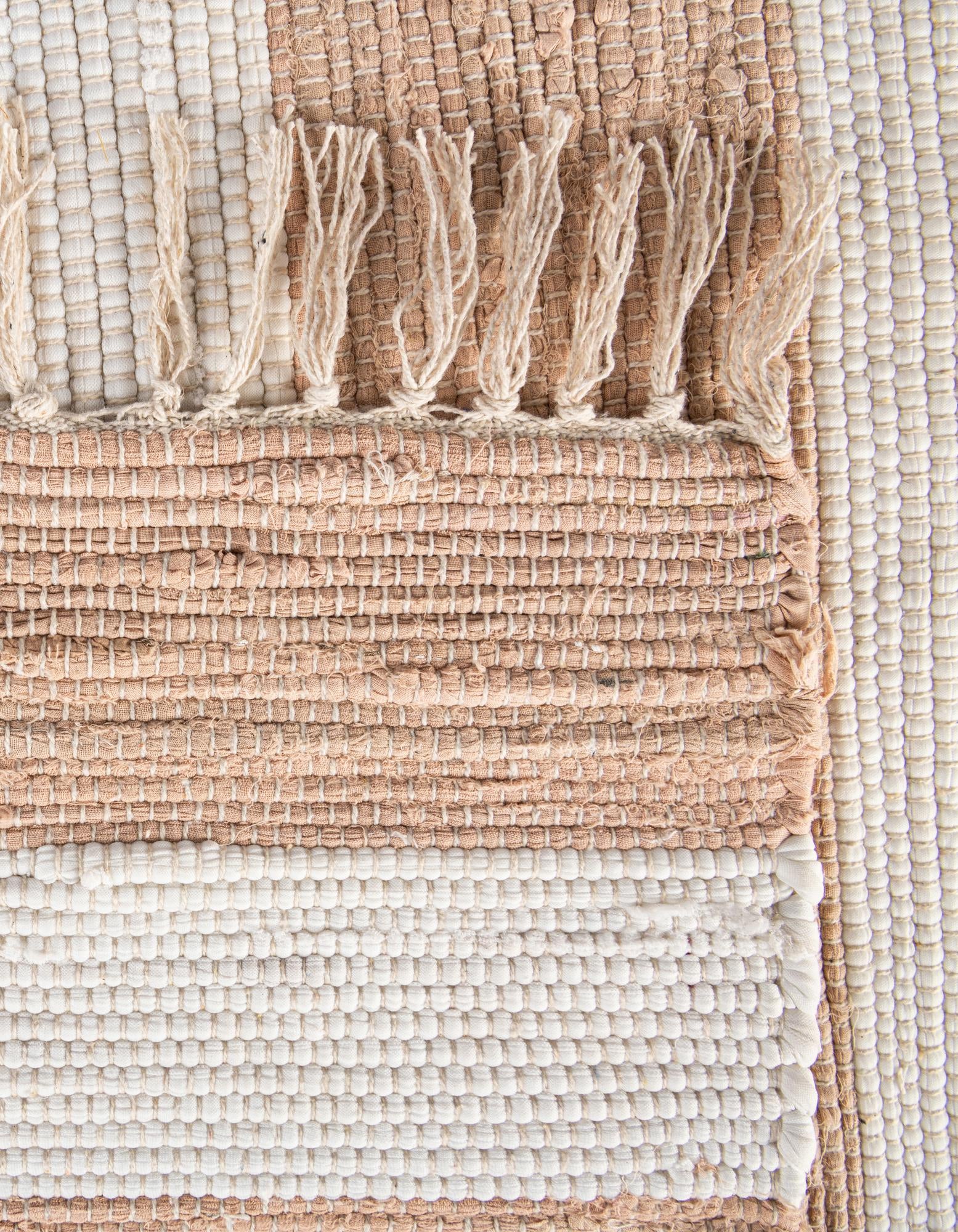 Beige 7' 1 x 10' Hand Woven Chindi Rag Rug | Rugs.com