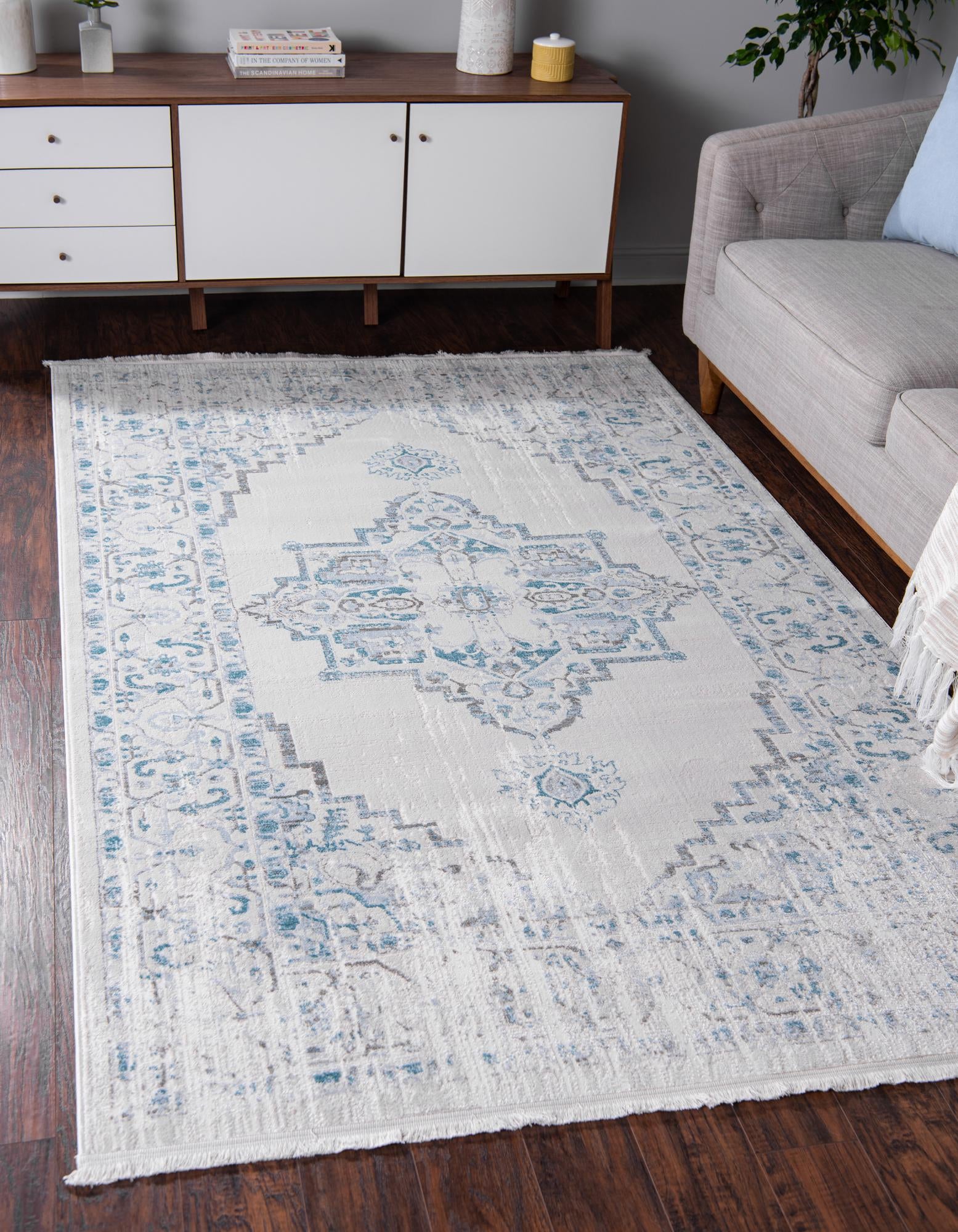 Light Blue 10' x 13' Modern Classical Rug | Rugs.com