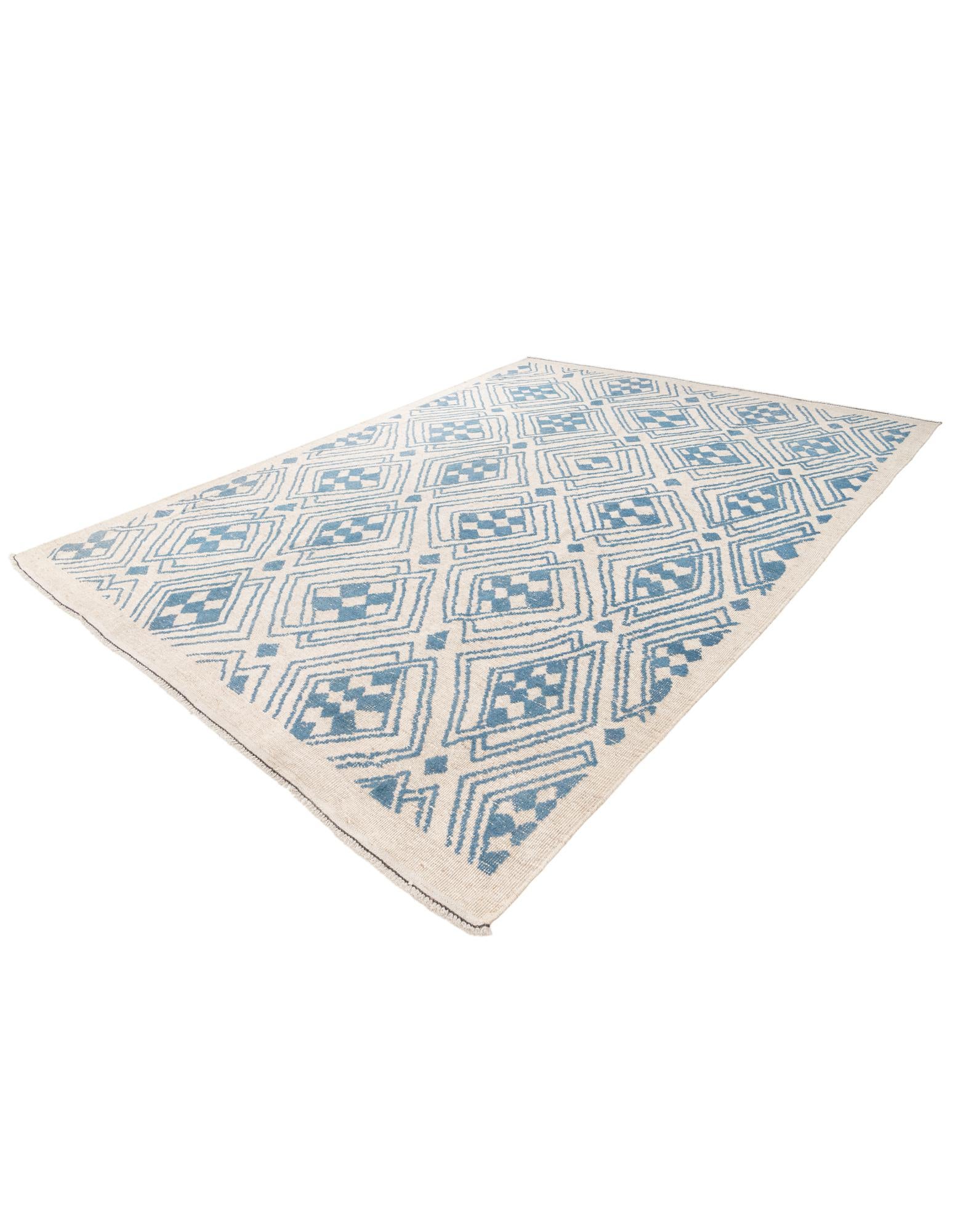 Beige 9' 1 x 12' 2 Hand Knotted Moroccan Wool Rug | Rugs.com