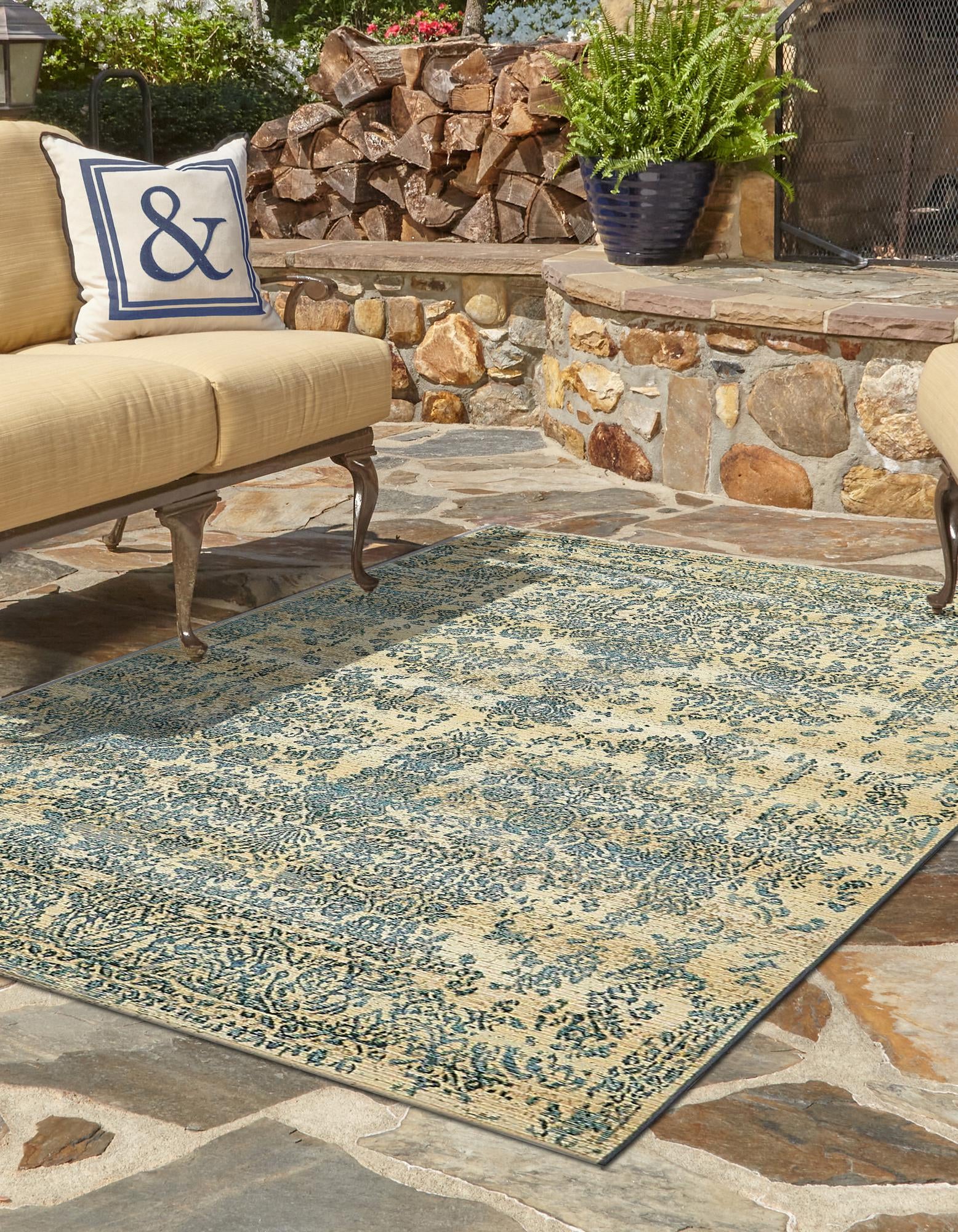Beige 8' x 11' 4 Botanical Indoor / Outdoor Rug | Rugs.com