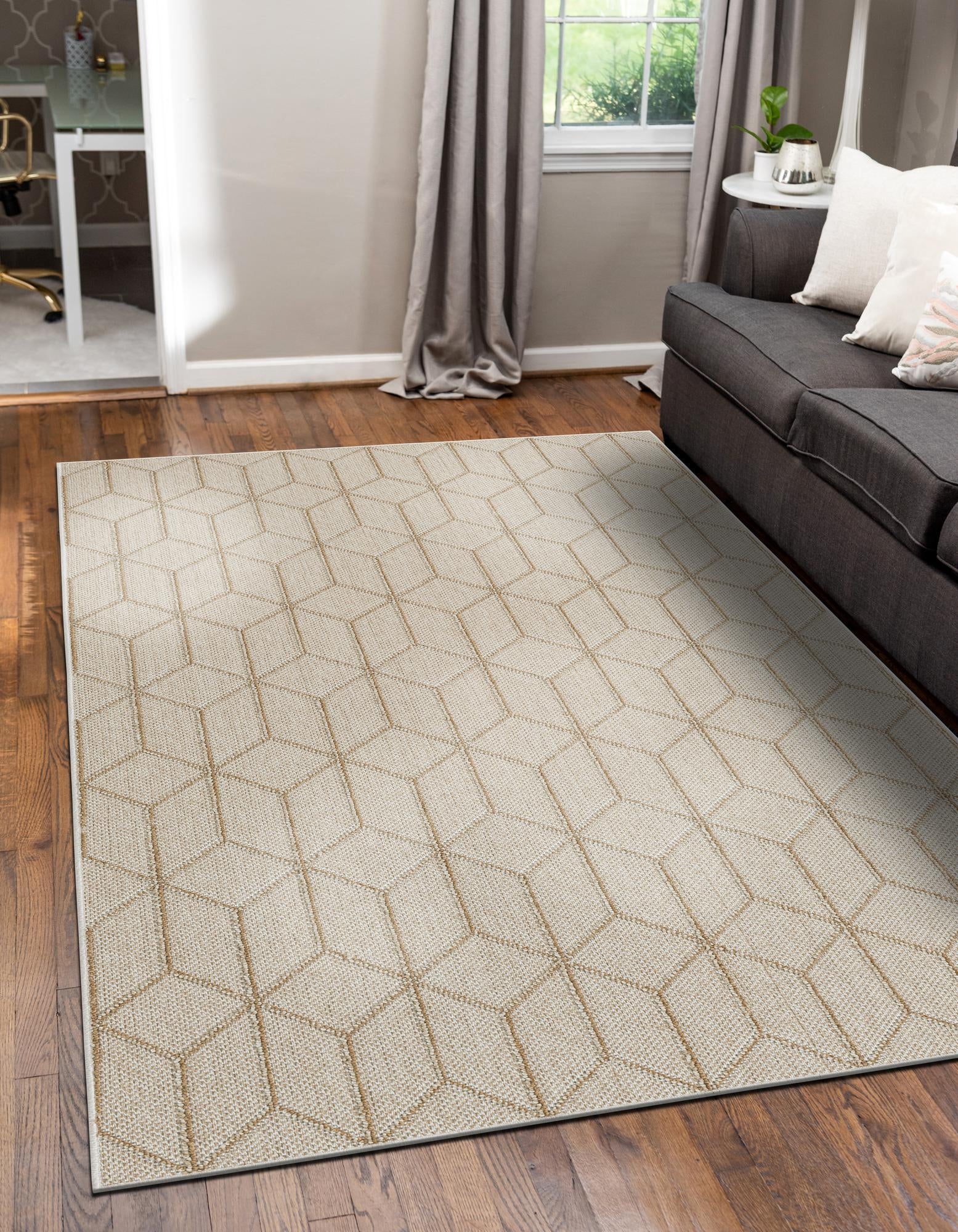 Beige 10' x 14' 1 Lattice Indoor / Outdoor Rug | Rugs.com