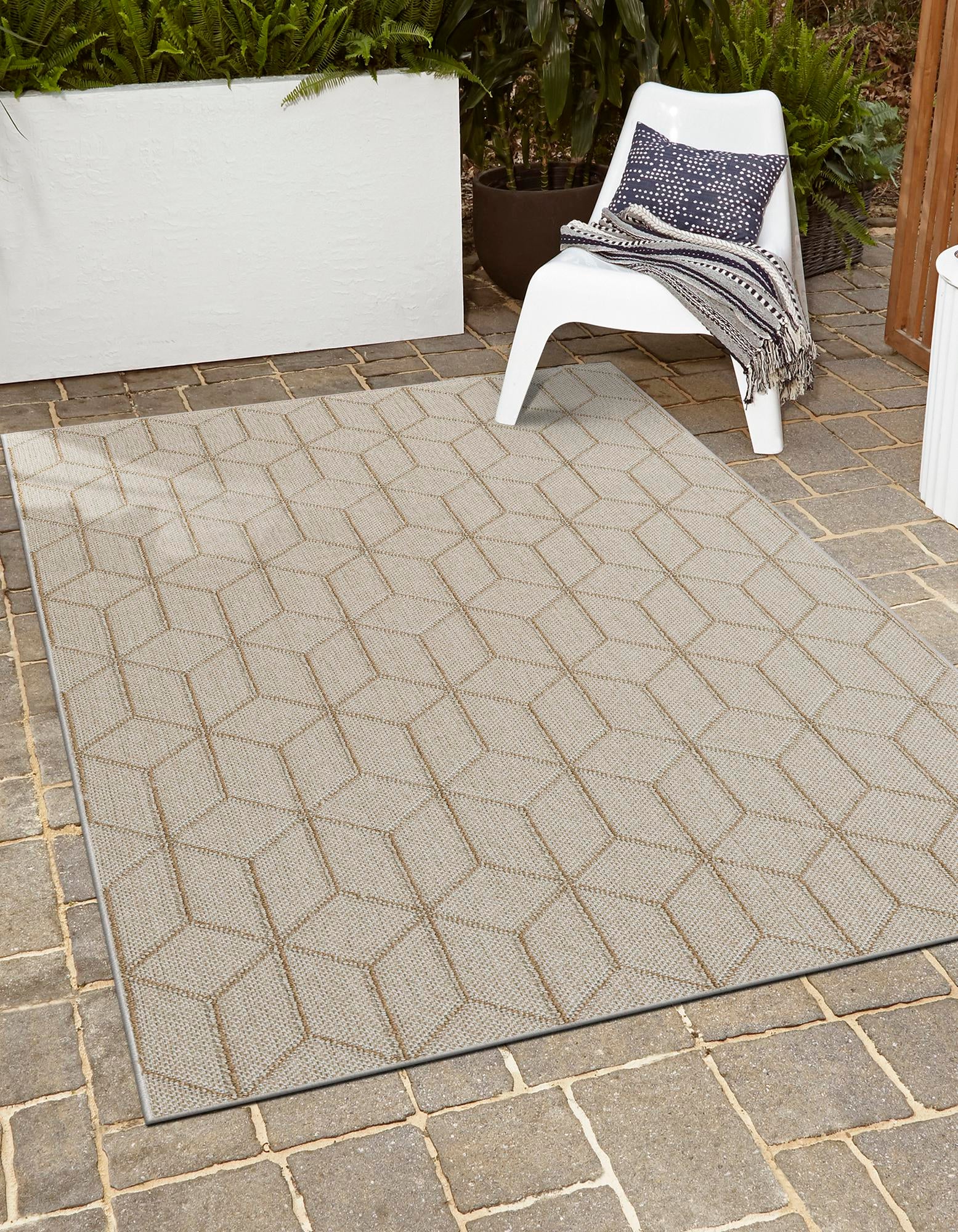 Beige 10' x 14' 1 Lattice Indoor / Outdoor Rug | Rugs.com