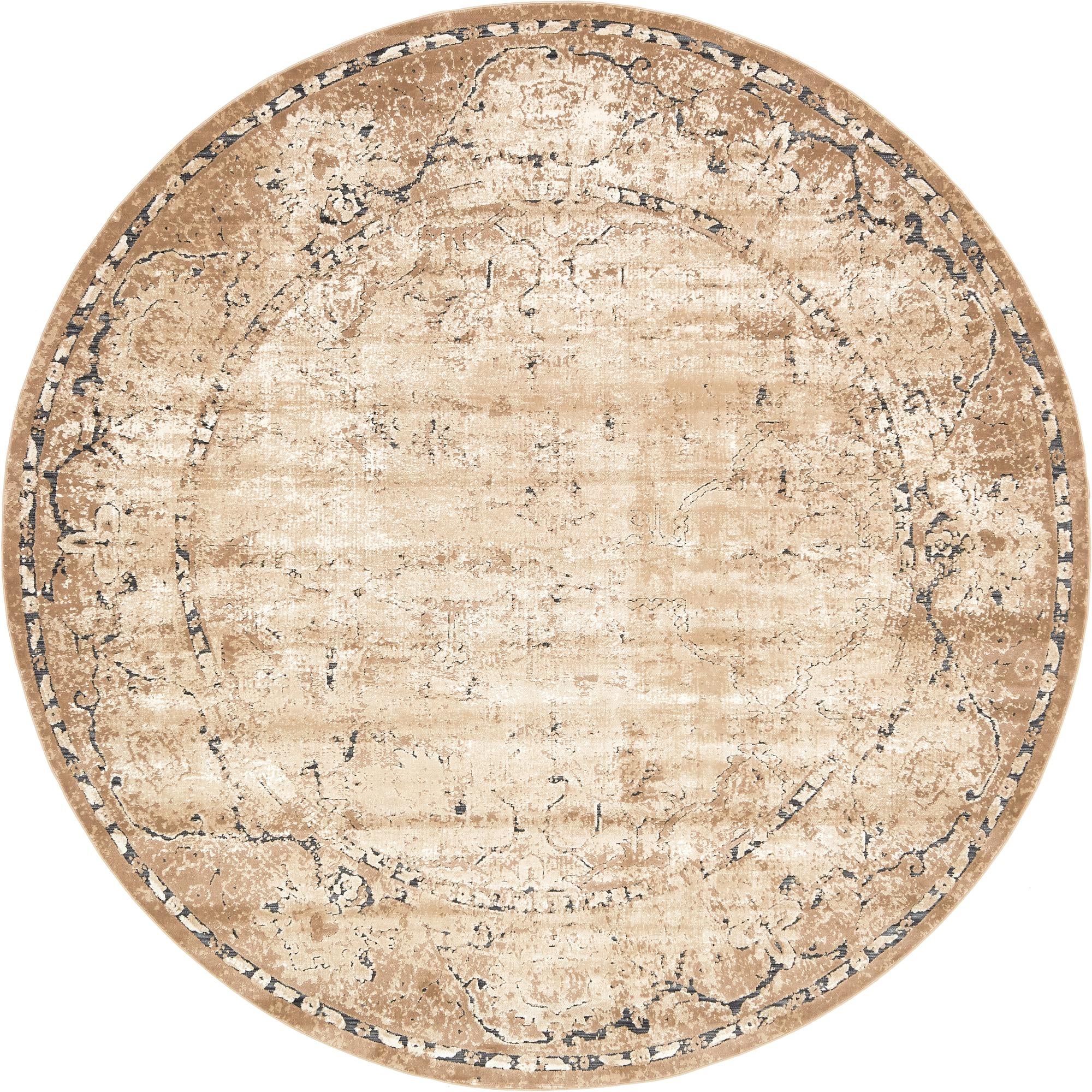 Cream 8' x 8' Mojave Round Rug | Rugs.com