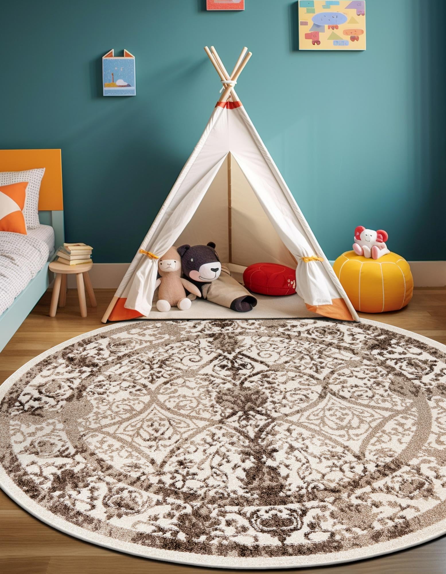 Beige 7' 10 x 7' 10 Miranda Round Rug | Rugs.com