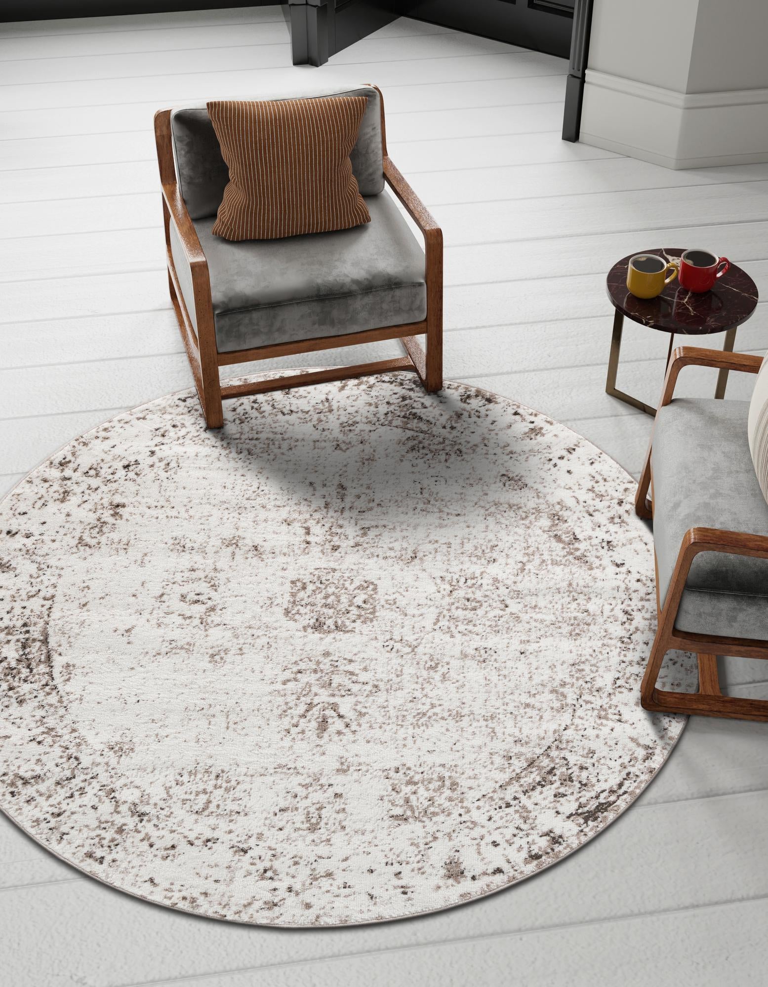Beige 7' x 7' Monte Carlo Round Rug | Rugs.com