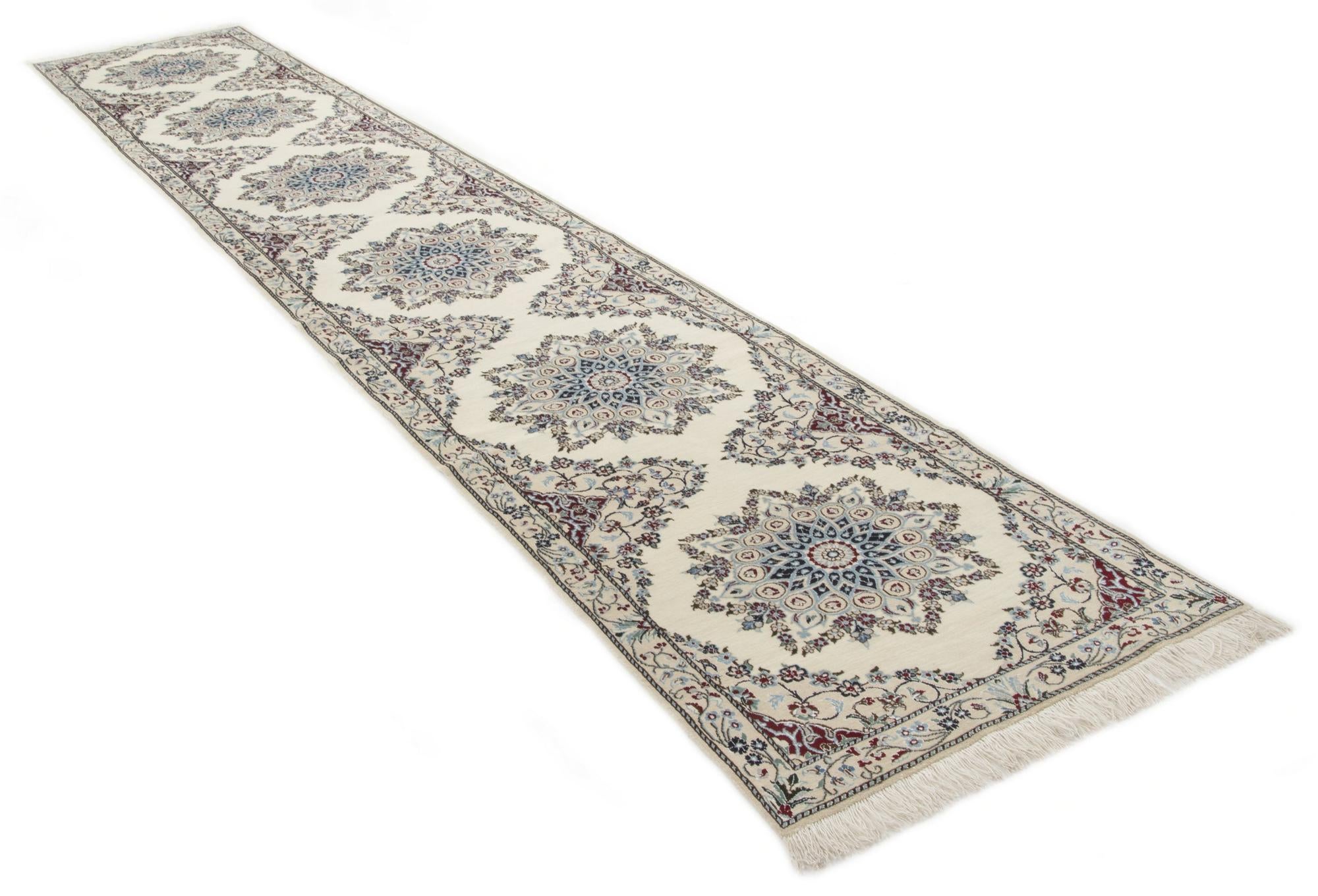 Beige 3' 3 x 19' 1 Hand Knotted Nain Persian Wool Runner Rug | Rugs.com