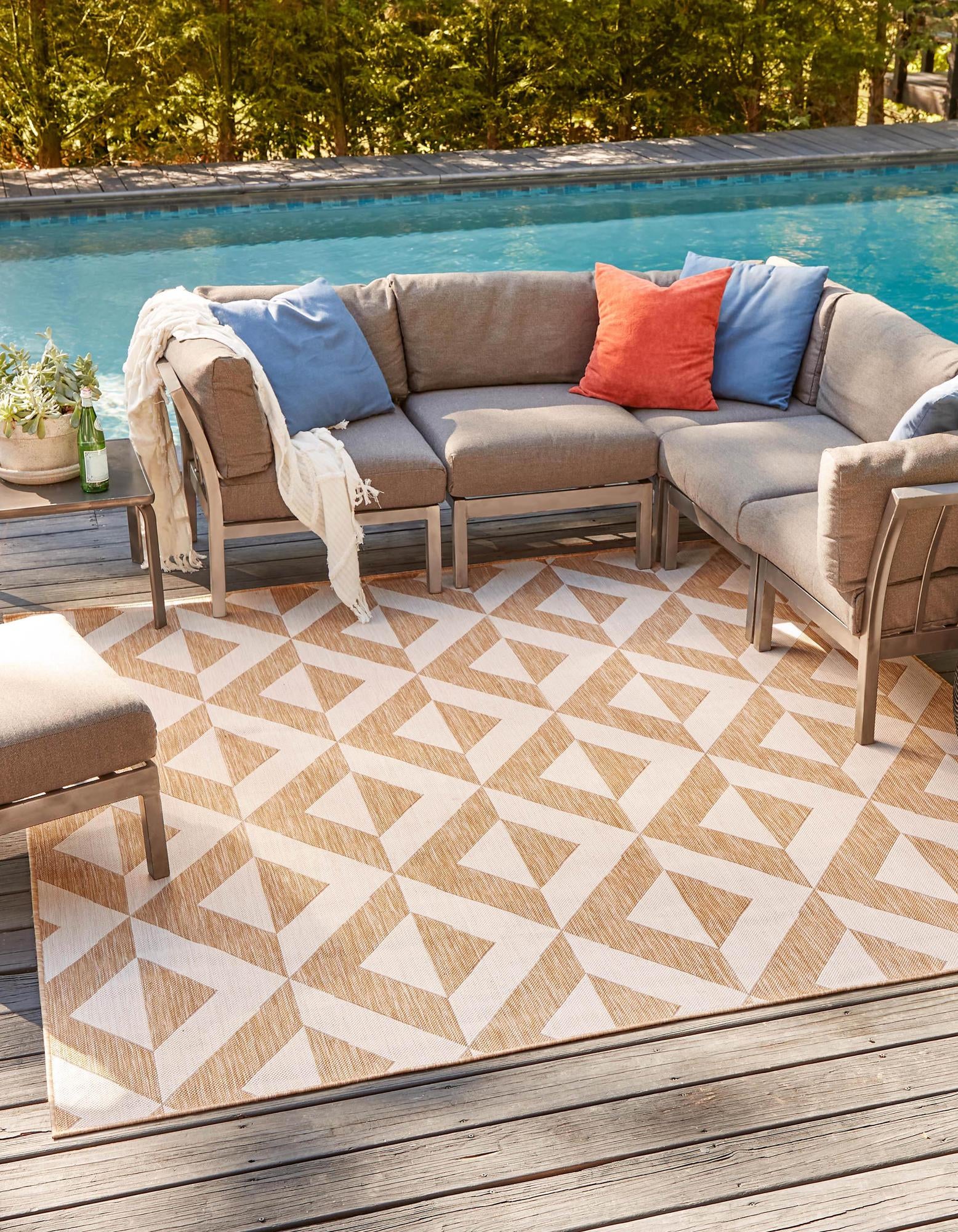 Beige 7' 10 x 7' 10 Jill Zarin Napa Indoor / Outdoor Square Rug | Rugs.com