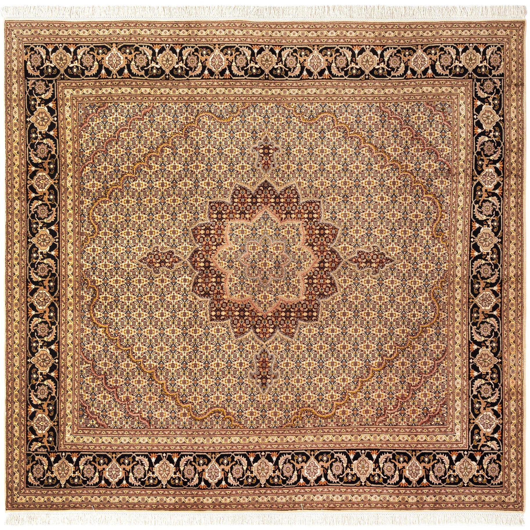 Beige 8' 2 x 8' 5 Kashan Wool Square Rug | Rugs.com