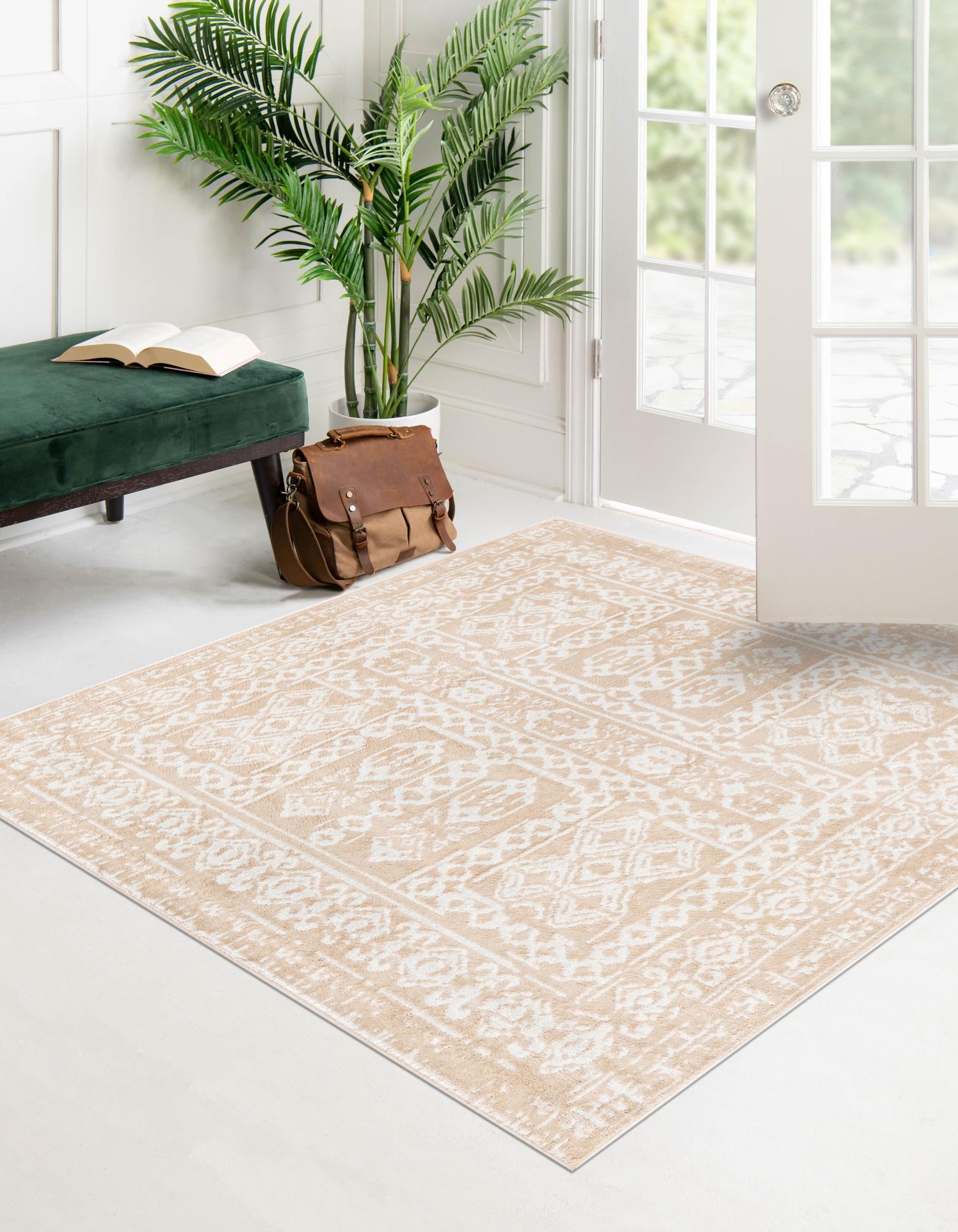 Beige 4' x 4' Oxford Square Rug | Rugs.com
