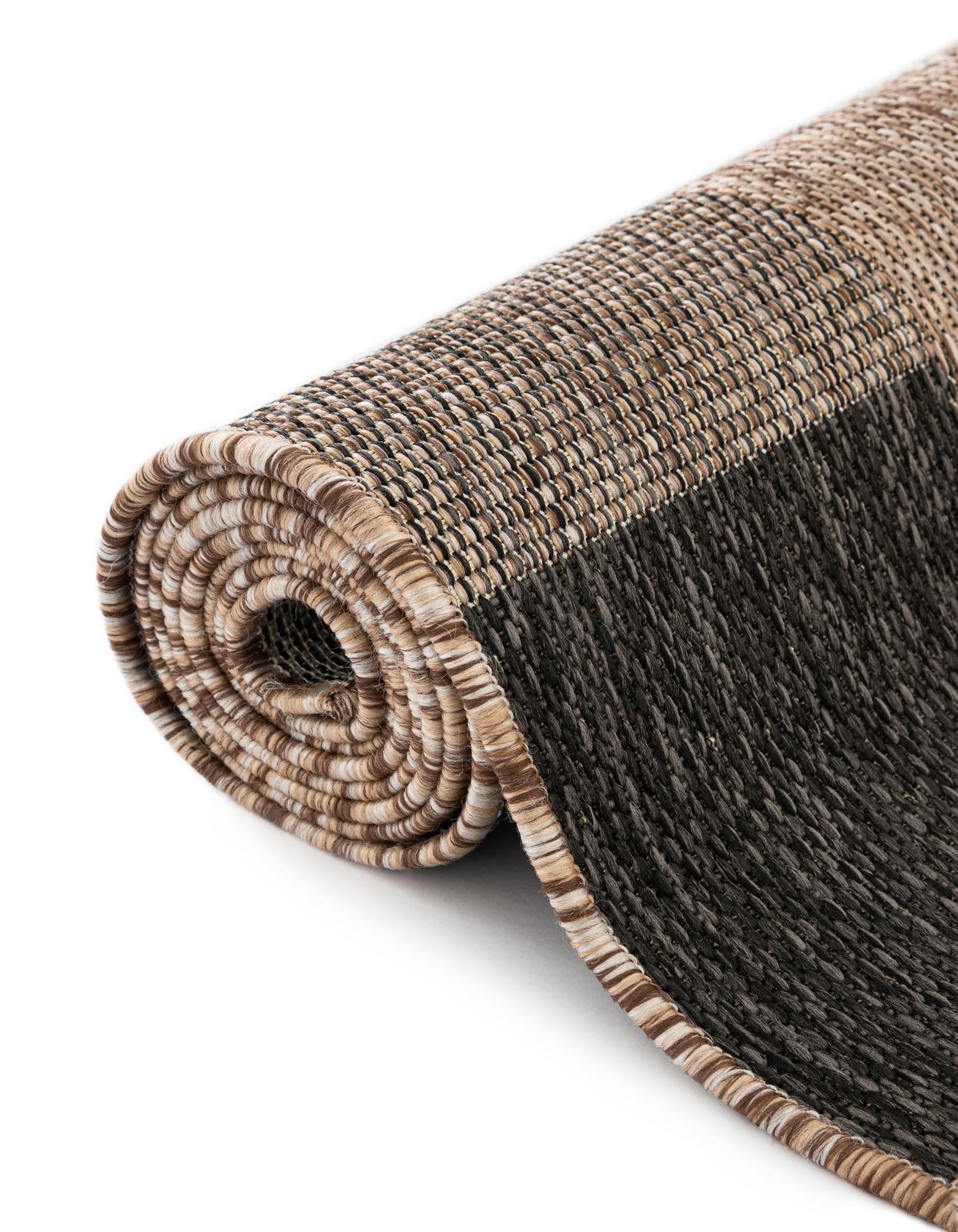 Black and Brown 4' x 6' Checkered Indoor / Outdoor Rug | Rugs.com