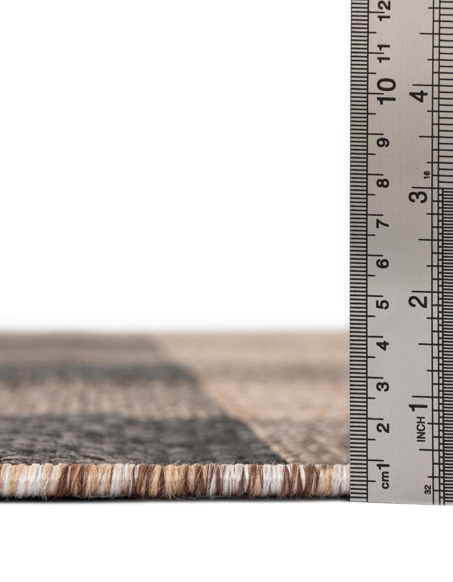 Black and Brown 2' x 8' Checkered Indoor / Outdoor Runner Rug | Rugs.com