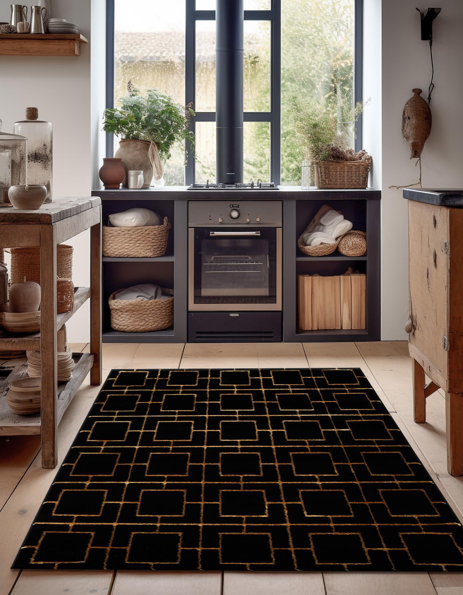 Black and Gold 5' 3 x 8' Marilyn Monroe™ Glam Deco Rug | Rugs.com