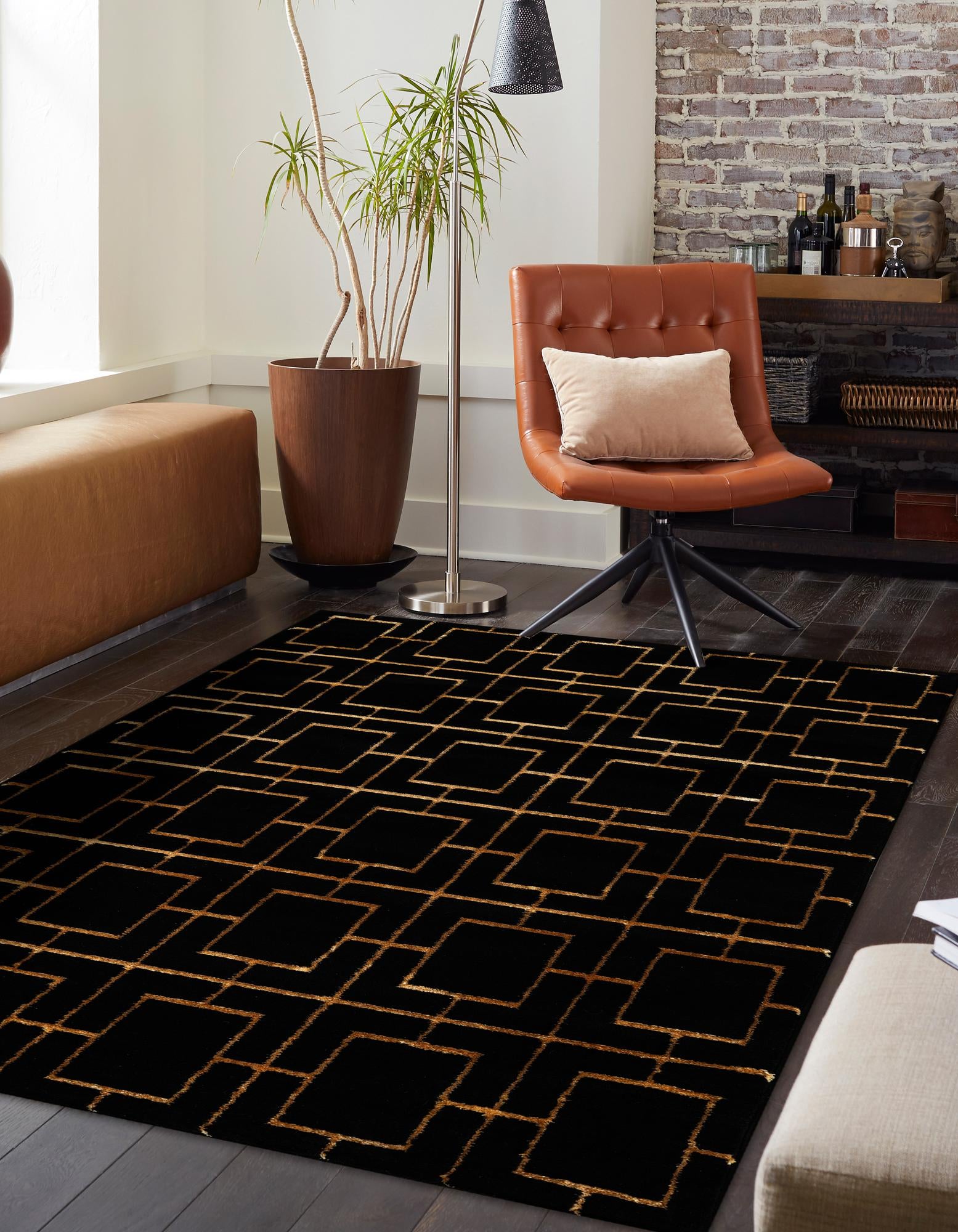 Black and Gold 9' x 12' Marilyn Monroe™ Glam Deco Rug | Rugs.com