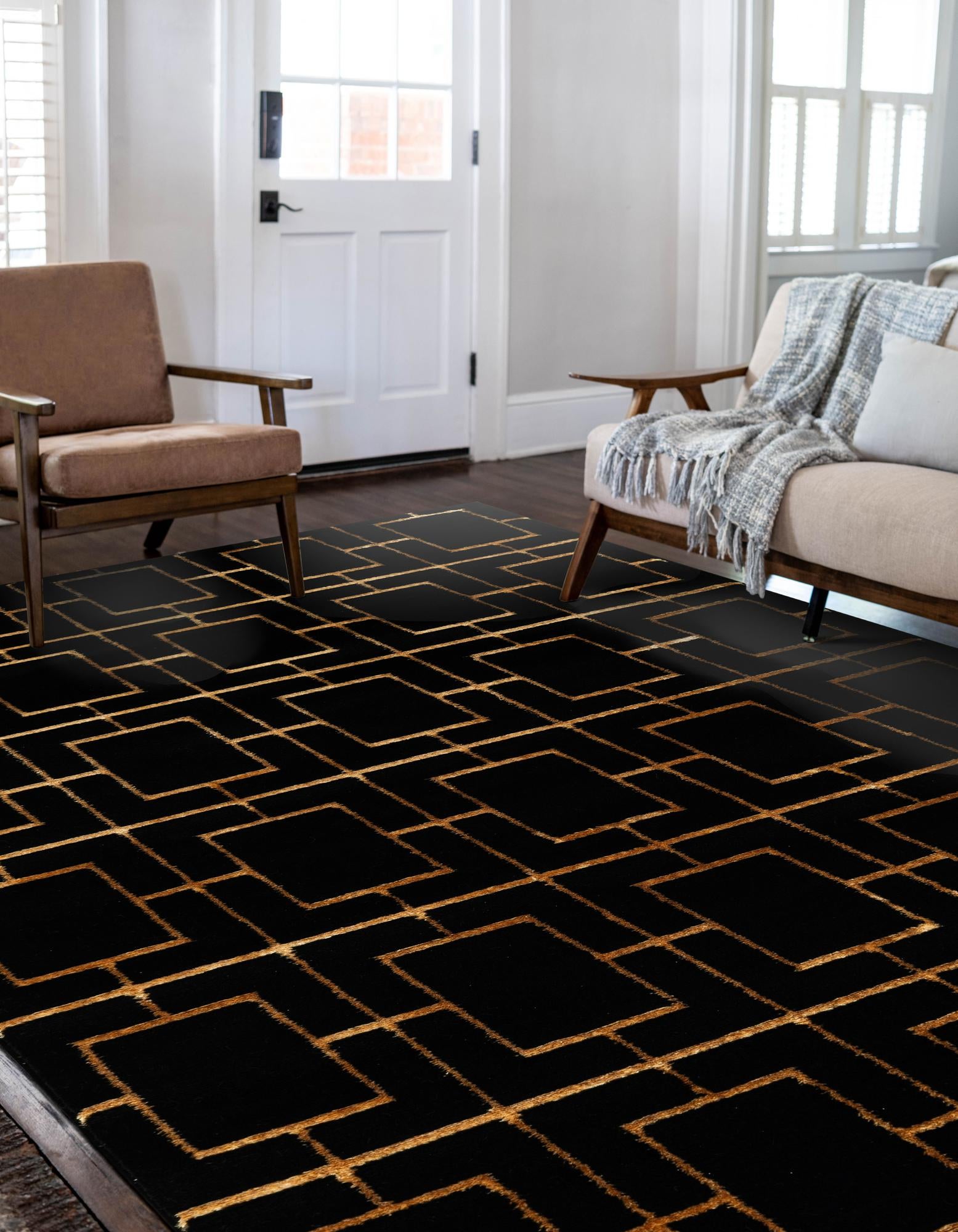 Black and Gold 9' x 12' Marilyn Monroe™ Glam Deco Rug | Rugs.com