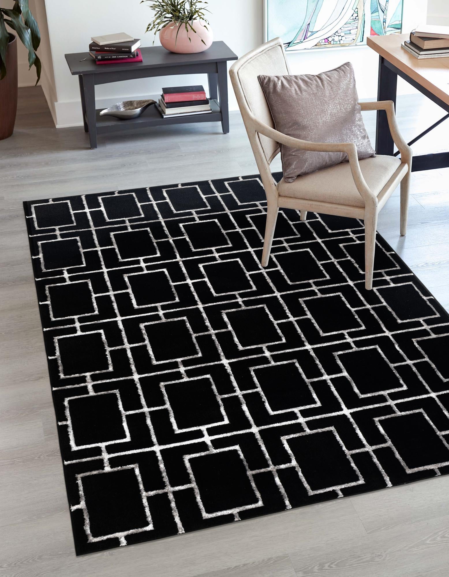 Black and Silver 7' 10 x 10' Marilyn Monroe™ Glam Deco Rug | Rugs.com