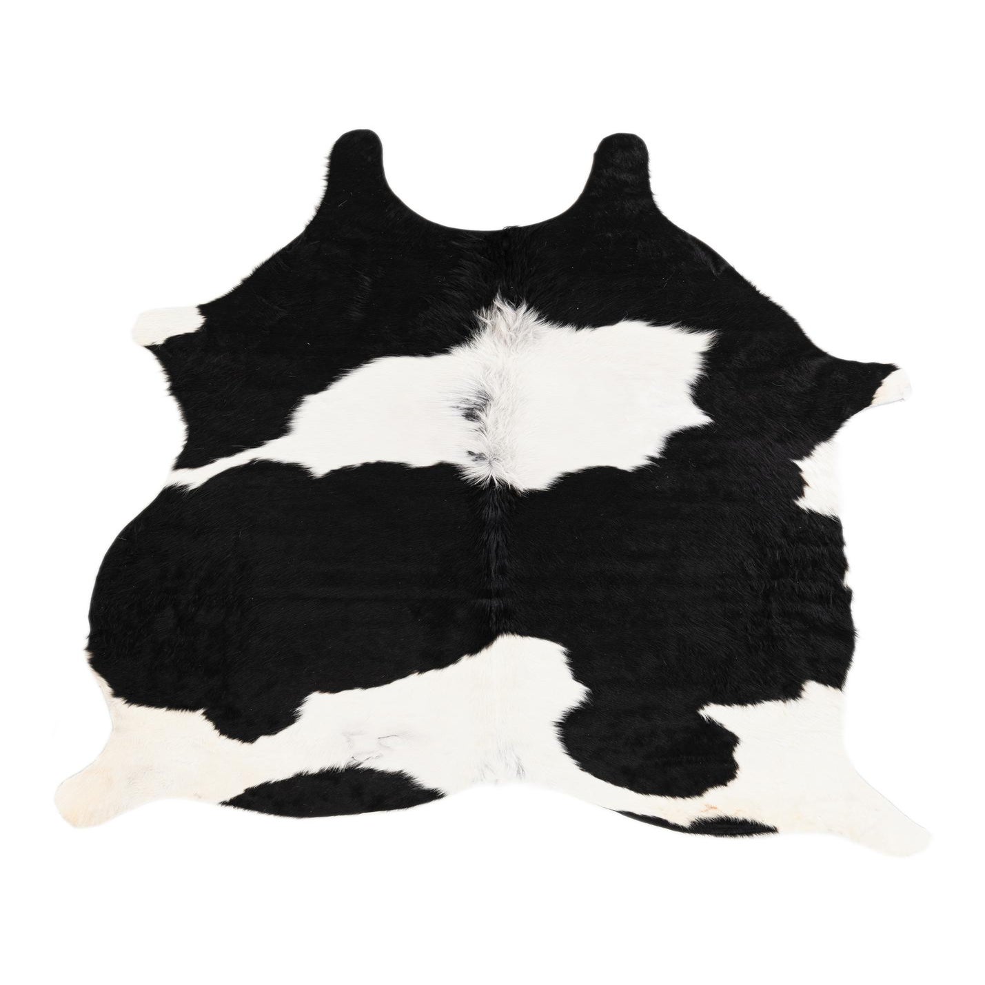 Black and White 4' 11 x 5' 8 Cowhide Leather Freeform Rug | Rugs.com