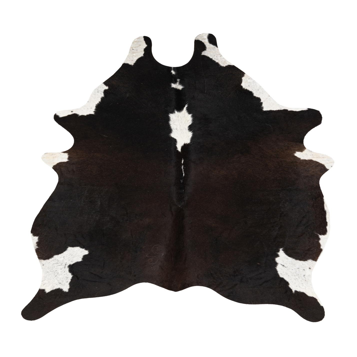 Black and White 4' 4 x 5' 6 Cowhide Leather Freeform Rug | Rugs.com