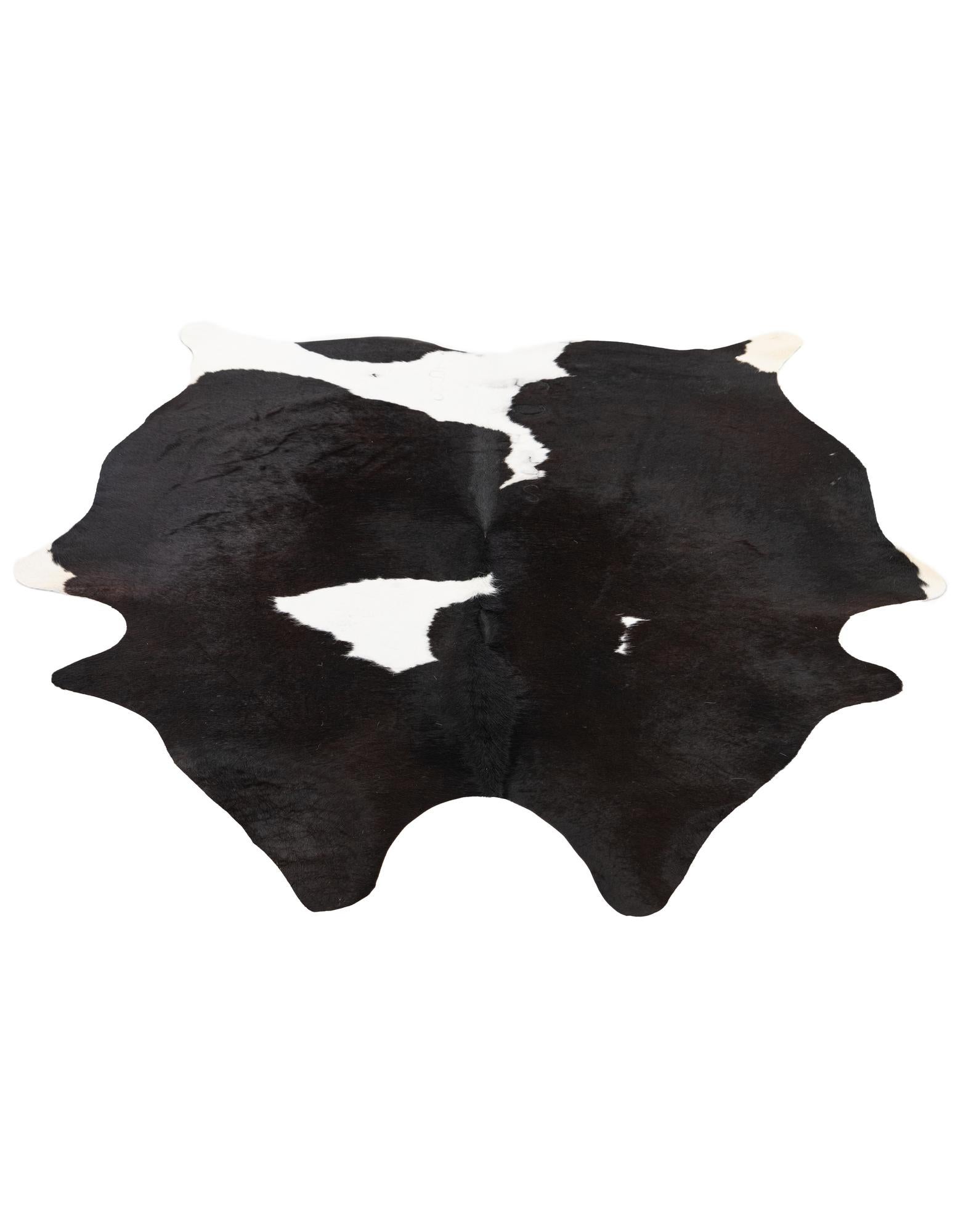 Black and White 5' x 5' 9 Cowhide Leather Freeform Rug | Rugs.com