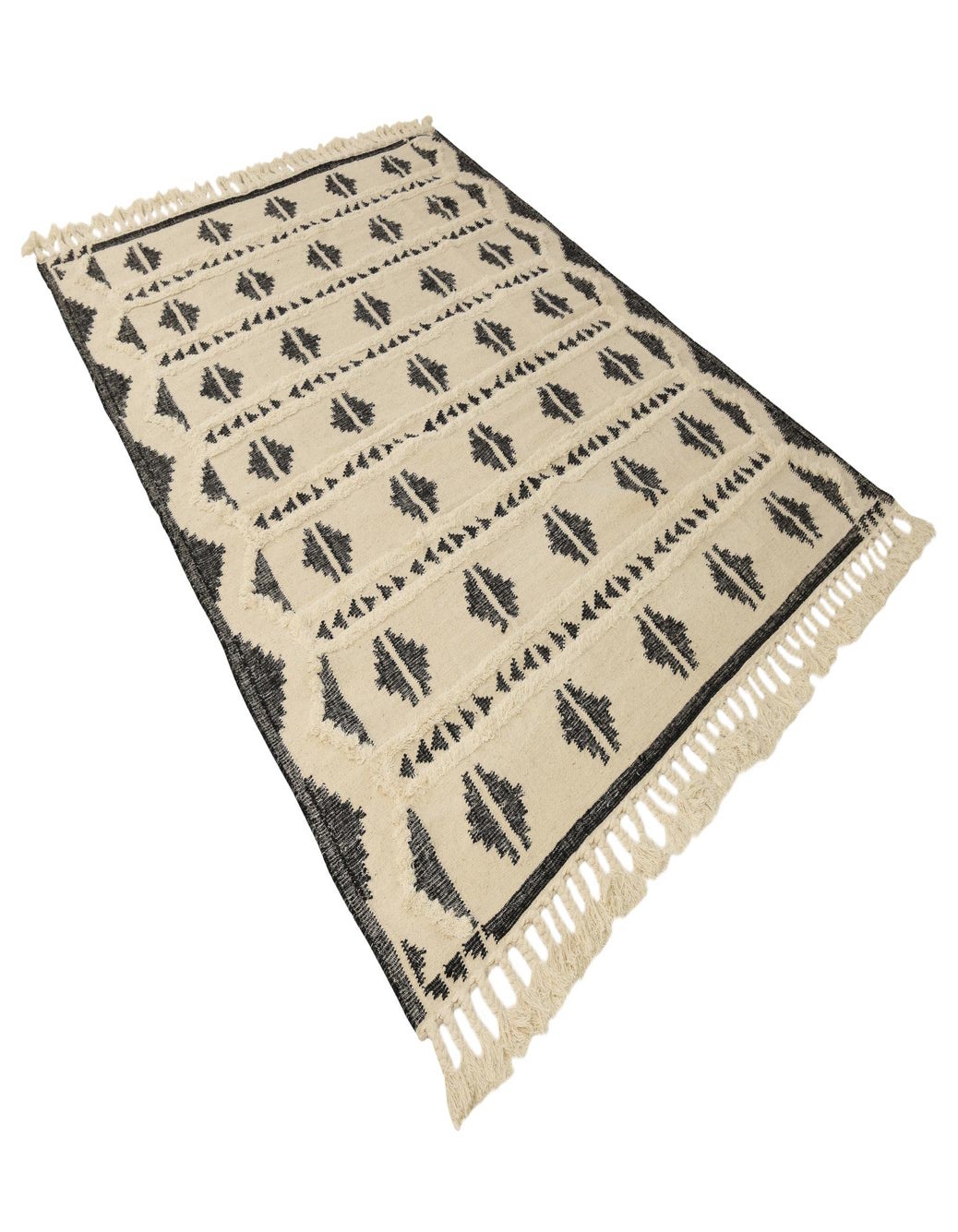 Black and White 9' x 12' Hand Woven Arizona Wool Rug | Rugs.com