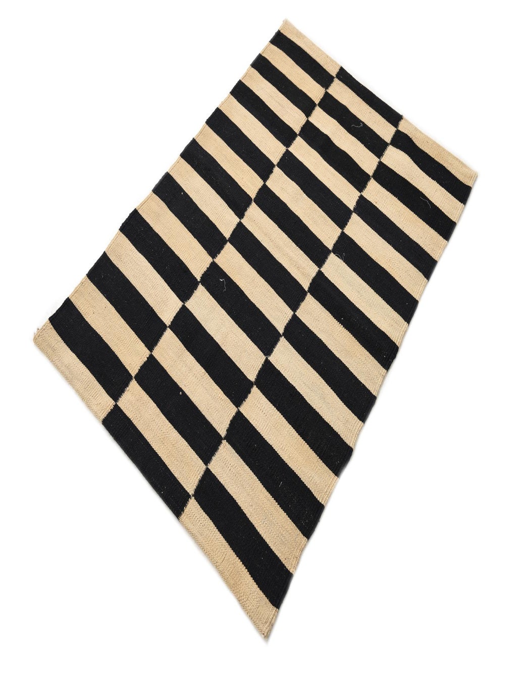 Black and White 2' 8 x 3' 11 Hand Woven Kilim Modern Wool Rug | Rugs.com