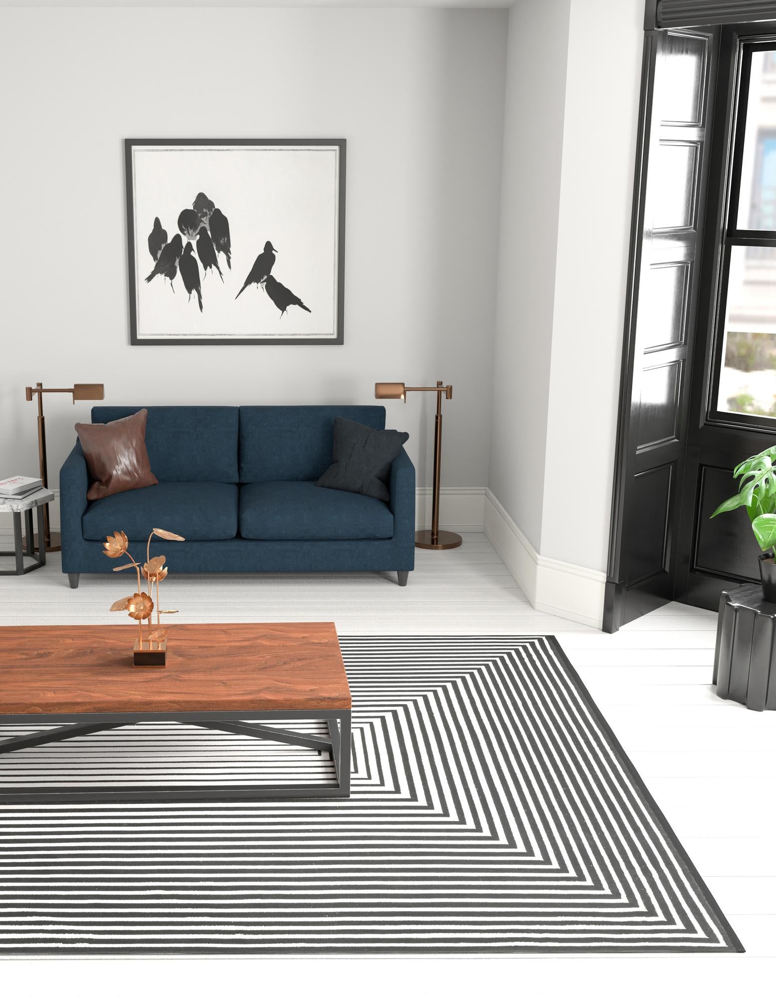 Black and White 4' x 6' Milano Rug | Rugs.com