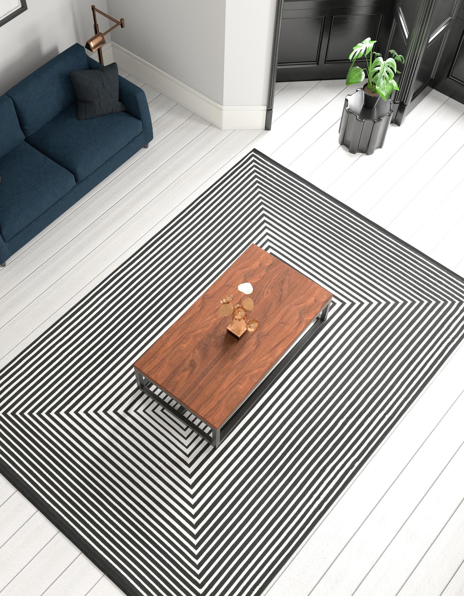 Black and White 4' x 6' Milano Rug | Rugs.com